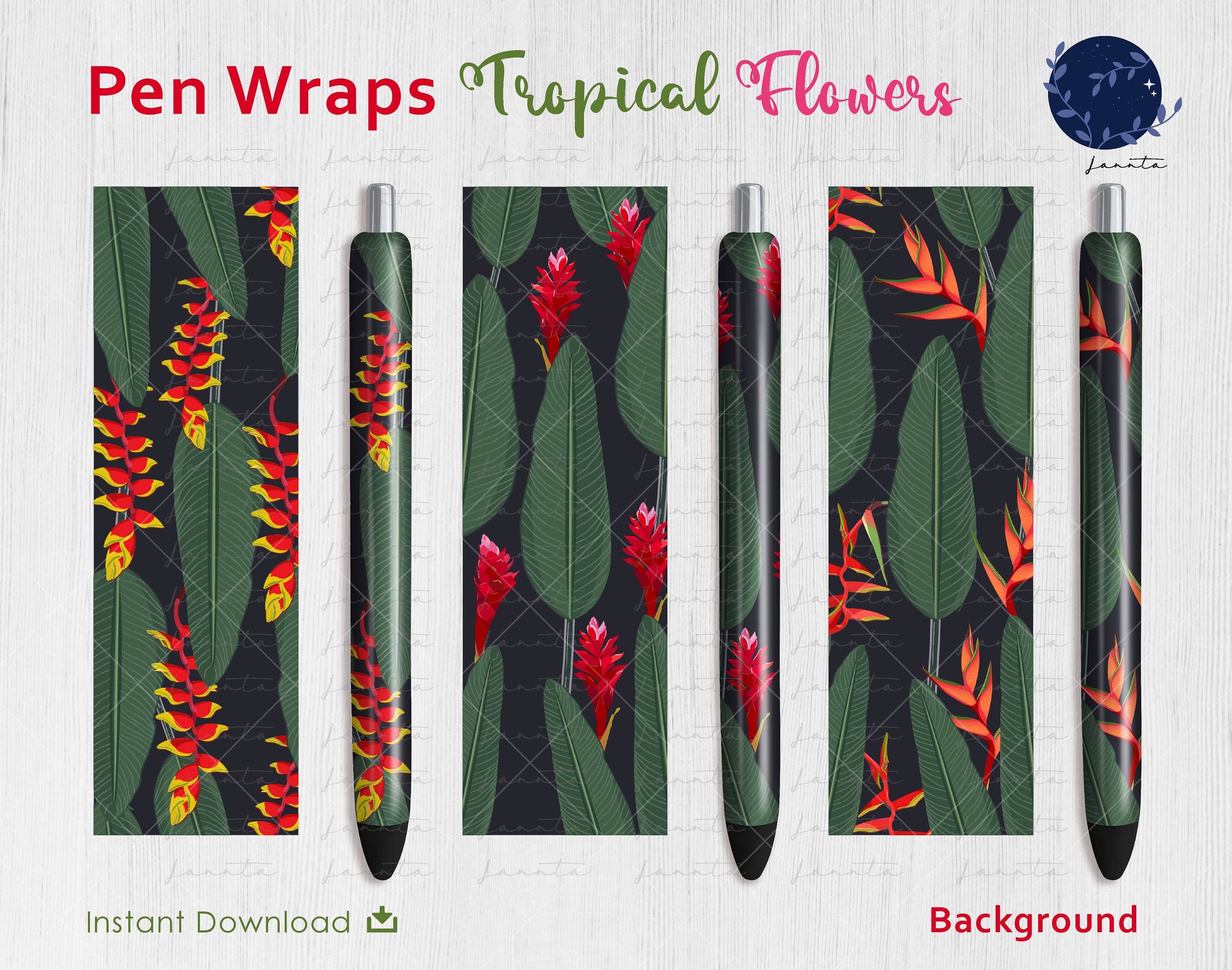 Tropical Flower Pen Wrap PNG Leaf Pen Wraps Png Floral - Etsy