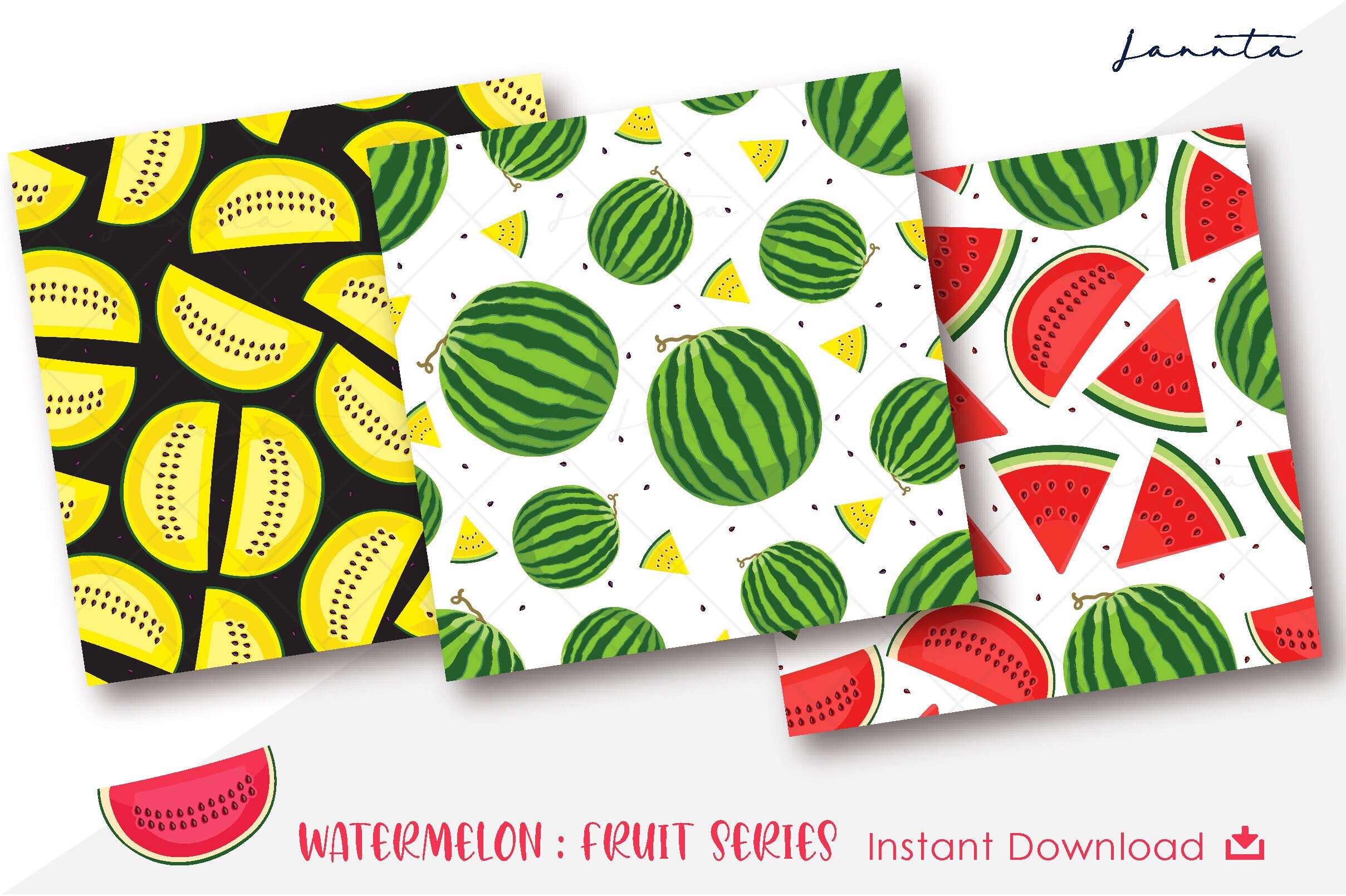 Melon Digital Paper Watermelon Fruit Tropical Fruits Set | Etsy