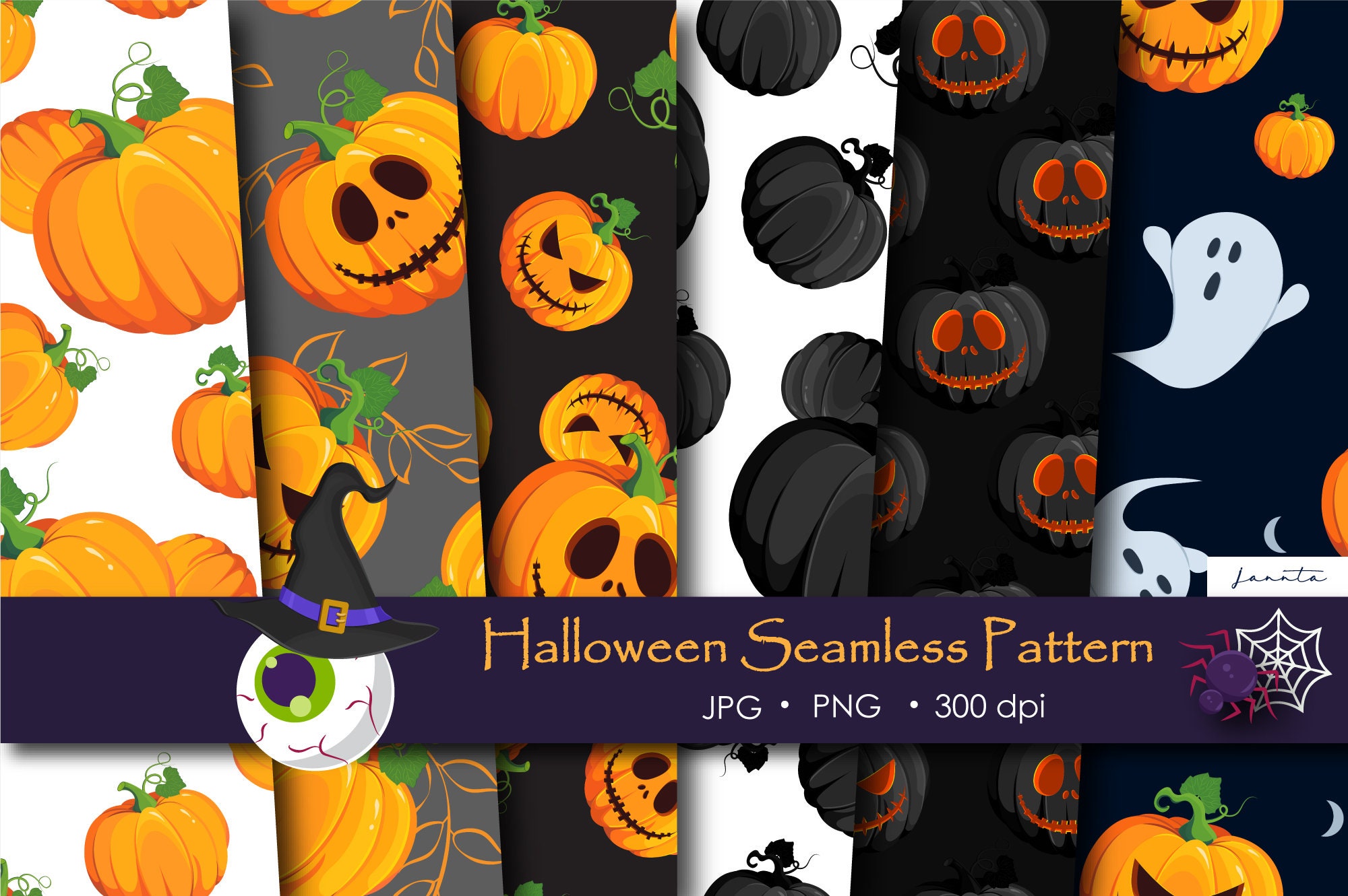 Halloween Digital Paper Pumpkin Digital Papers Pack | Etsy
