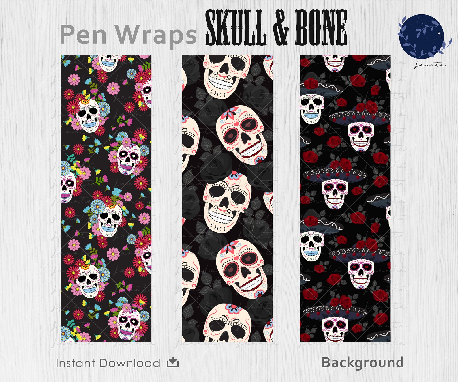 Sugar Skull Pen Wrap PNG Skulls Wraps Png Bones Hand Wrap - Etsy