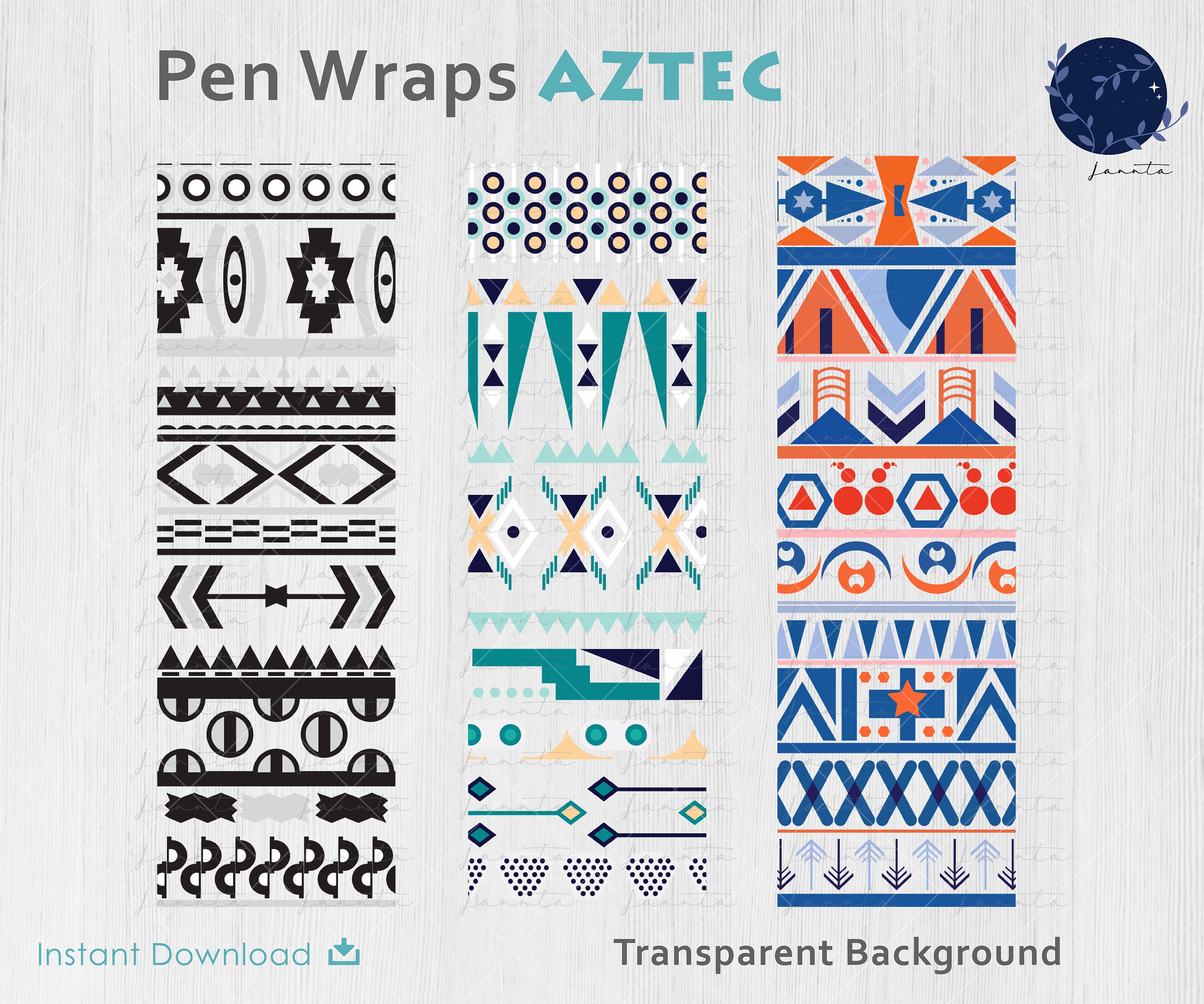 Pen Wraps Aztec PNG File Set | Pen Wrap | Waterslide or Vinyl PNG File ...
