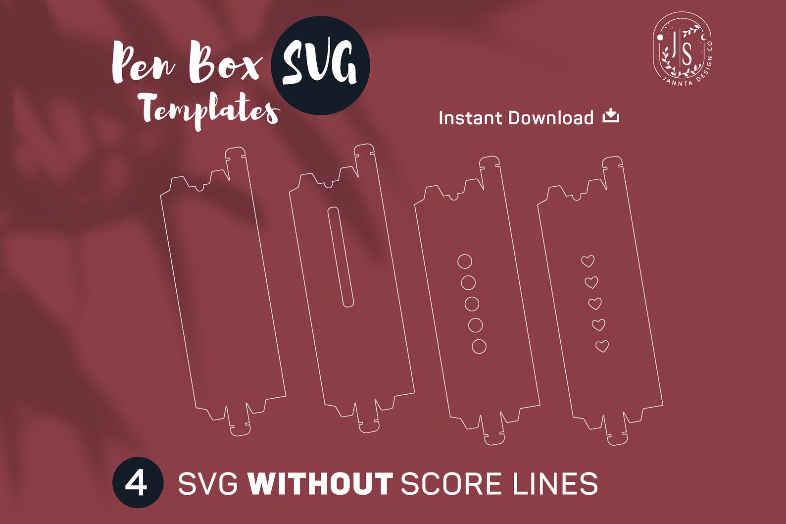 Pen Box SVG Template | Window Box Cut File | Glitter Pen Box SVG ...