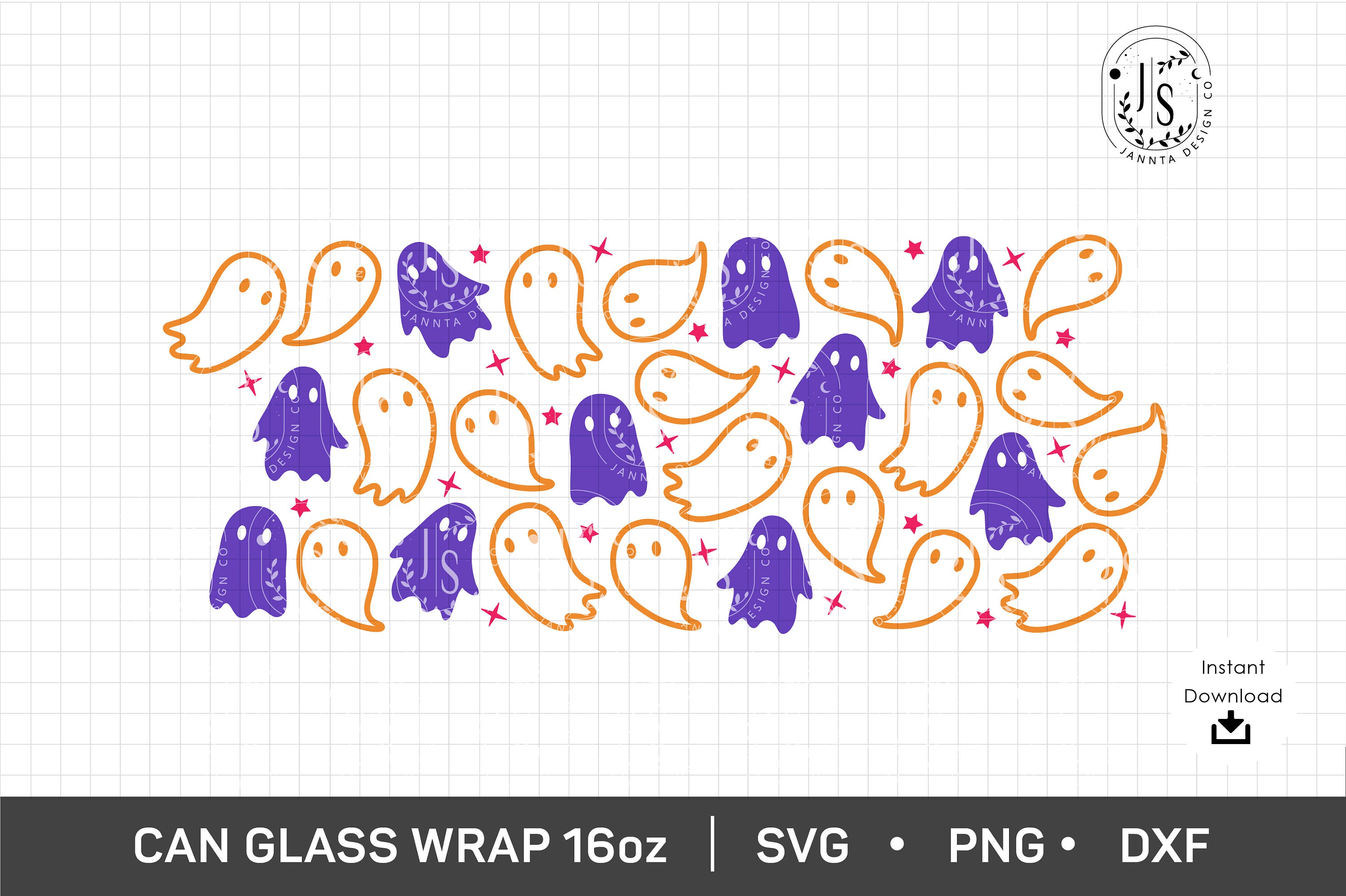 Halloween Ghost Can Glass Wrap SVG, Libbey Full Wrap 16oz Svg, Horror ...