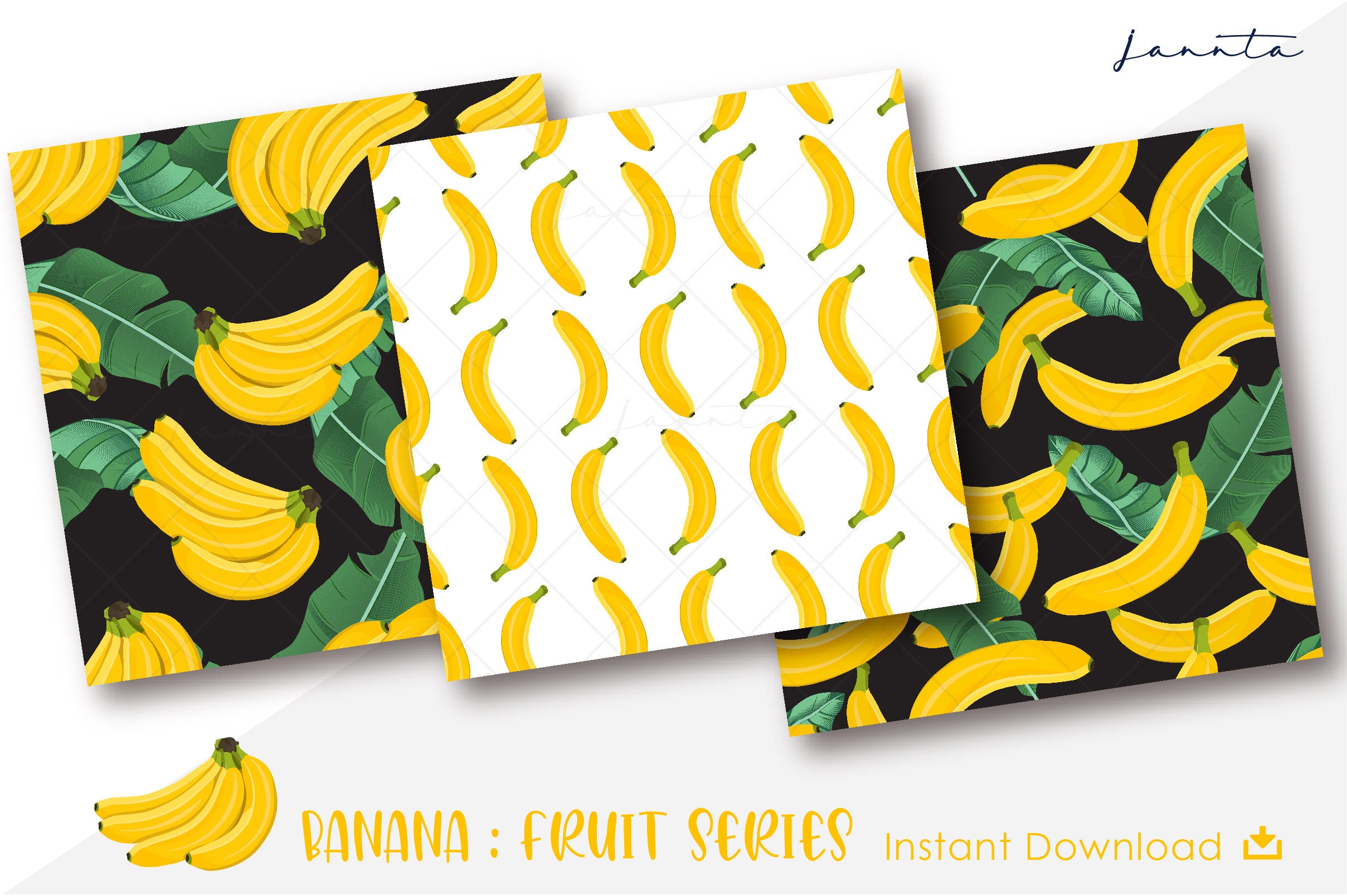 Banana Digital Paper Fruit Set Wrapping Tropical Food - Etsy UK