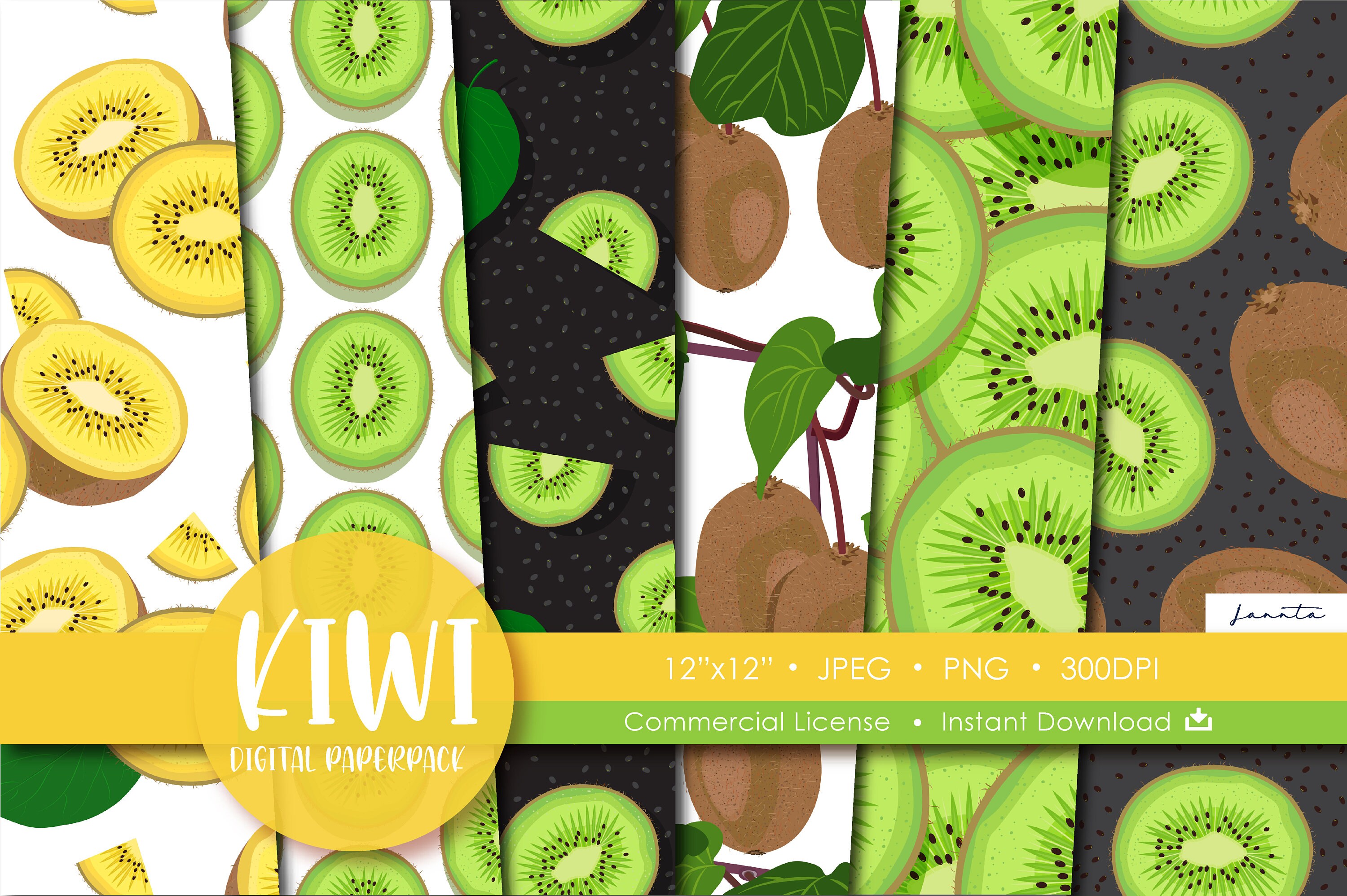 Kiwi Digital Papers / Healthy Fruit Set Wrapping / Organic - Etsy España