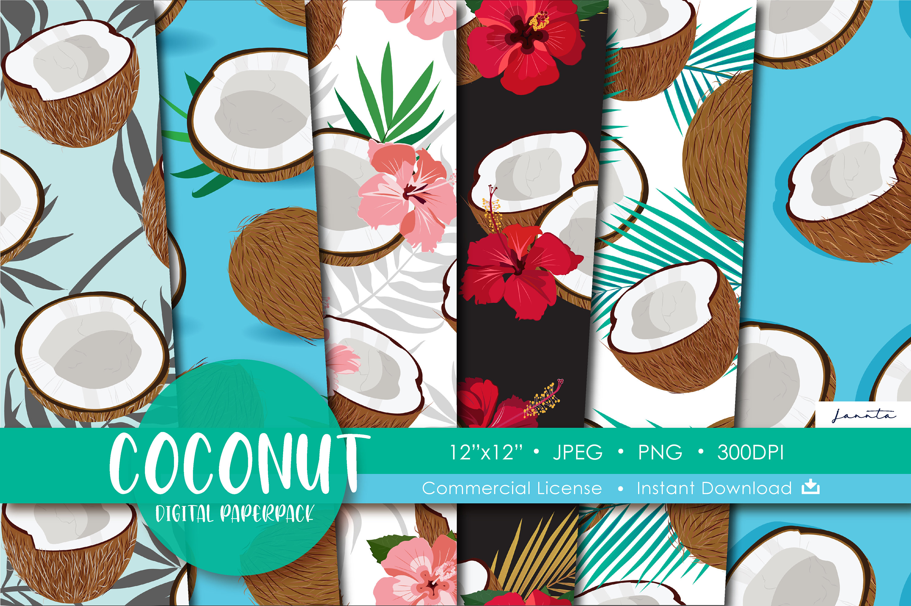 Papel de envolver digital de alimentos de coco / paquete de - Etsy España