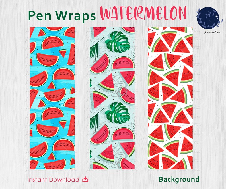 Watermelon Pen Wrap PNG | Tropical Fruit Pen Design (digital Download ...