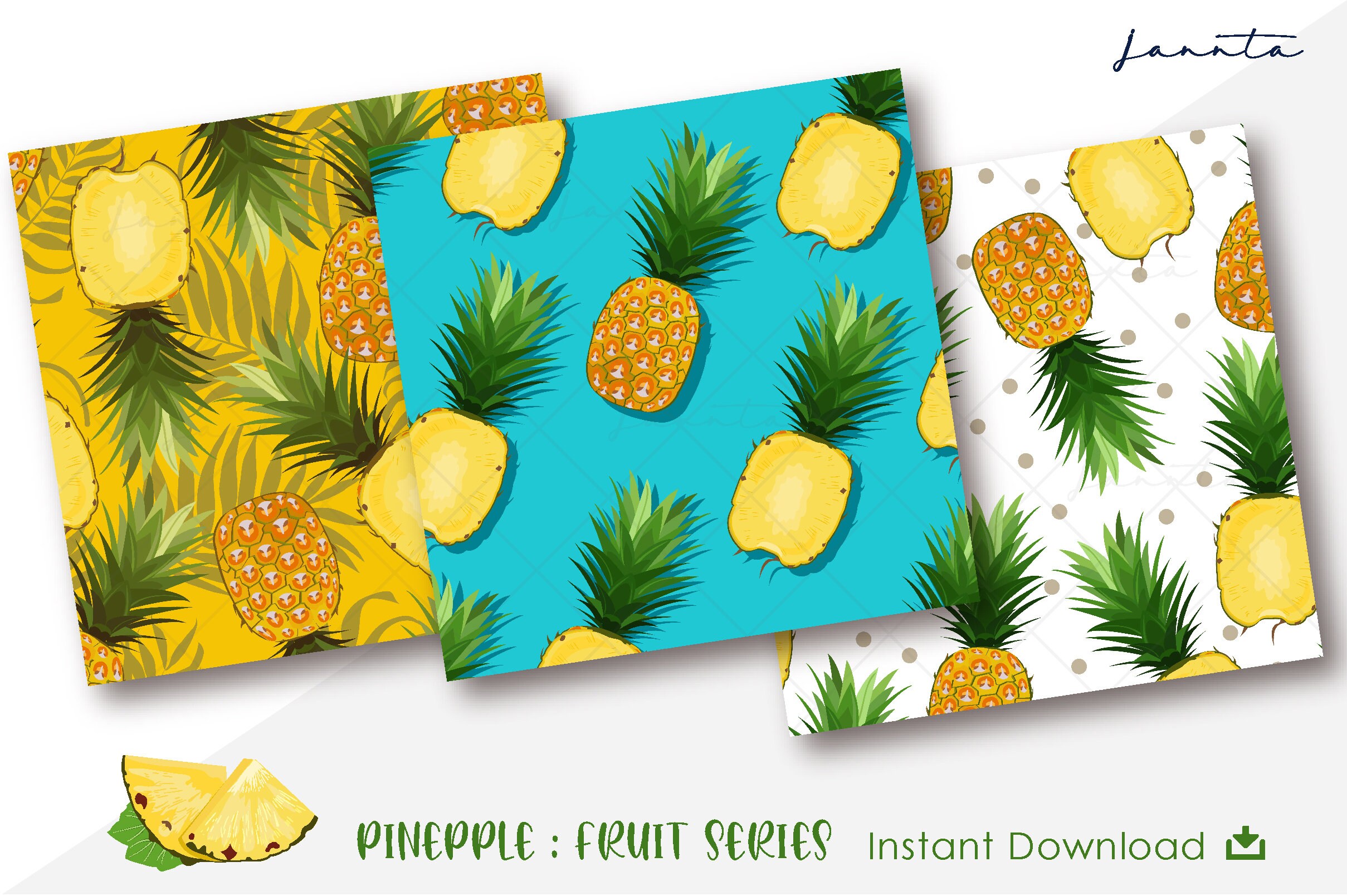 Pineapple Digital Papers Pack Fruit Set Wrapping Tropical - Etsy UK