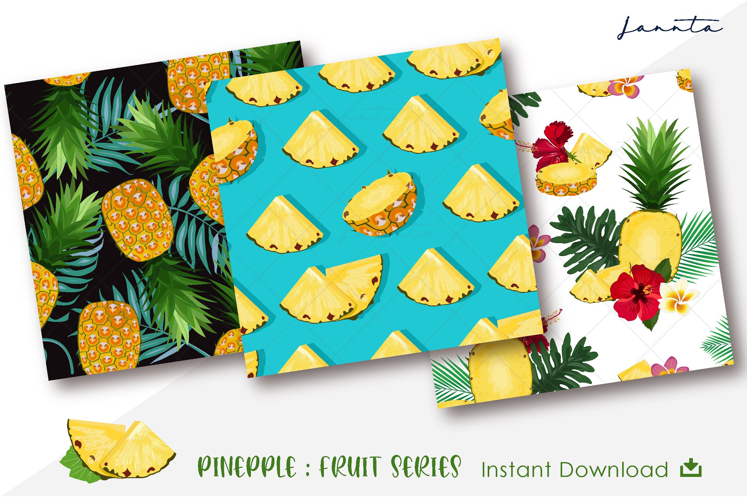 Pineapple Digital Paper Pack Papers Pattern Fruit Set - Etsy