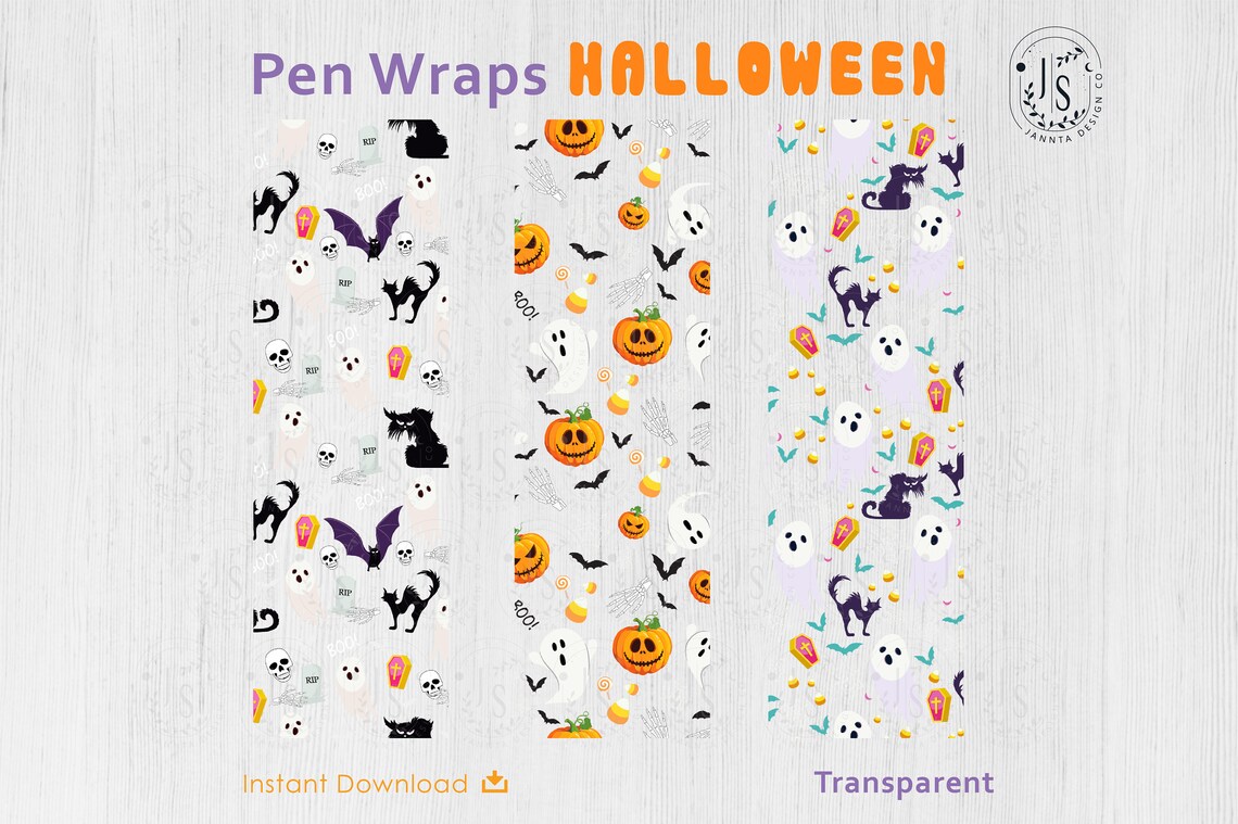 Ghost and Spooky Cat Pen Wrap PNG | Halloween Wraps Png | Autumn Wrap ...