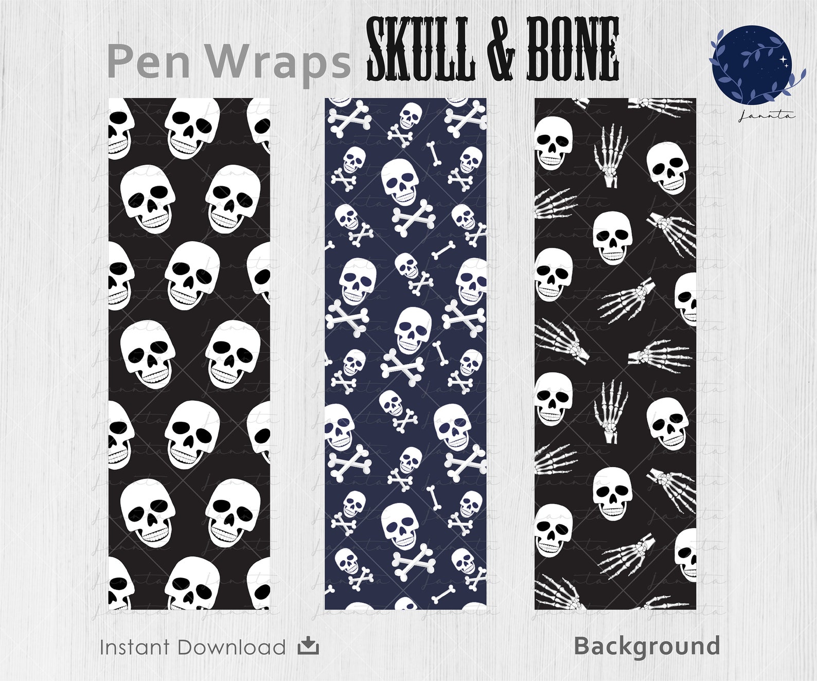 Skull Pen Wrap PNG | Sugar Skulls Wraps Png | Bones Hand Wrap File Set ...