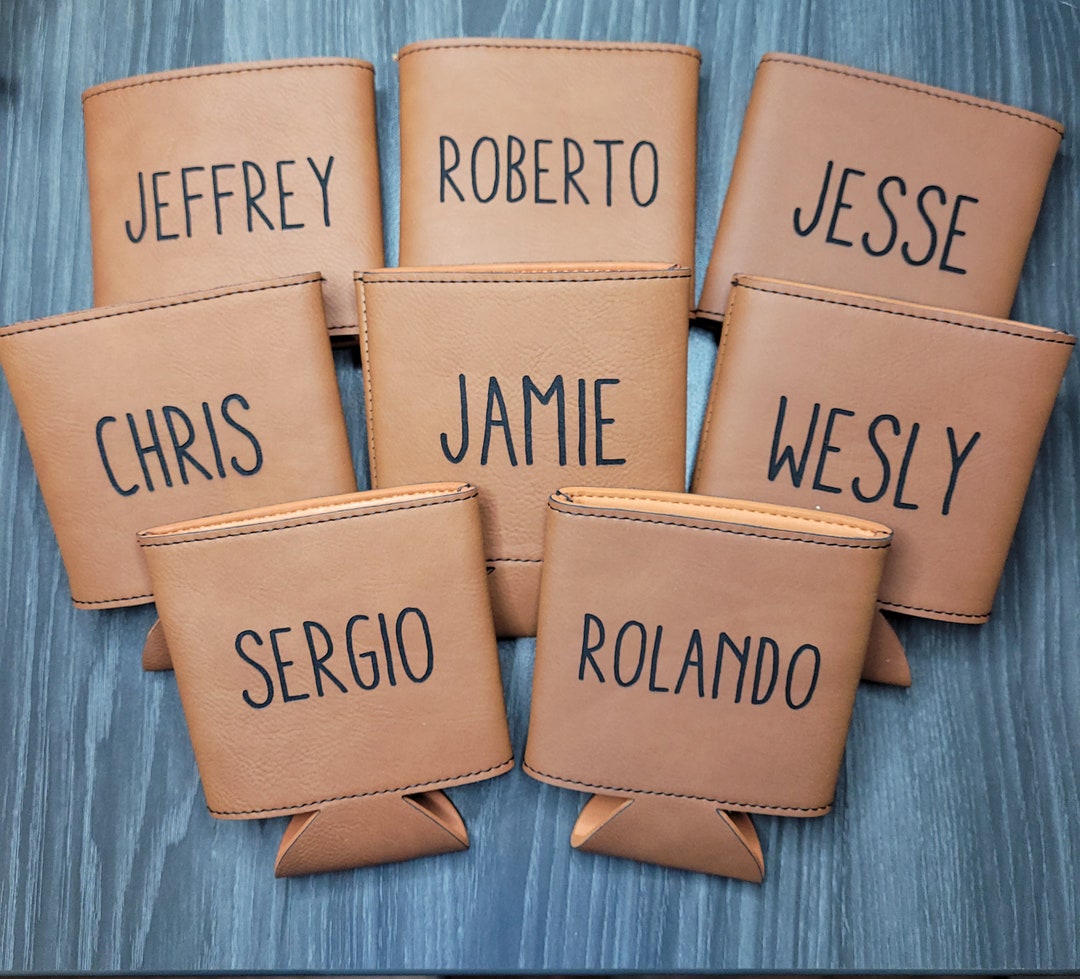 Personalized Leather Koozies / Groomsmen Gift / Leather Koozie ...