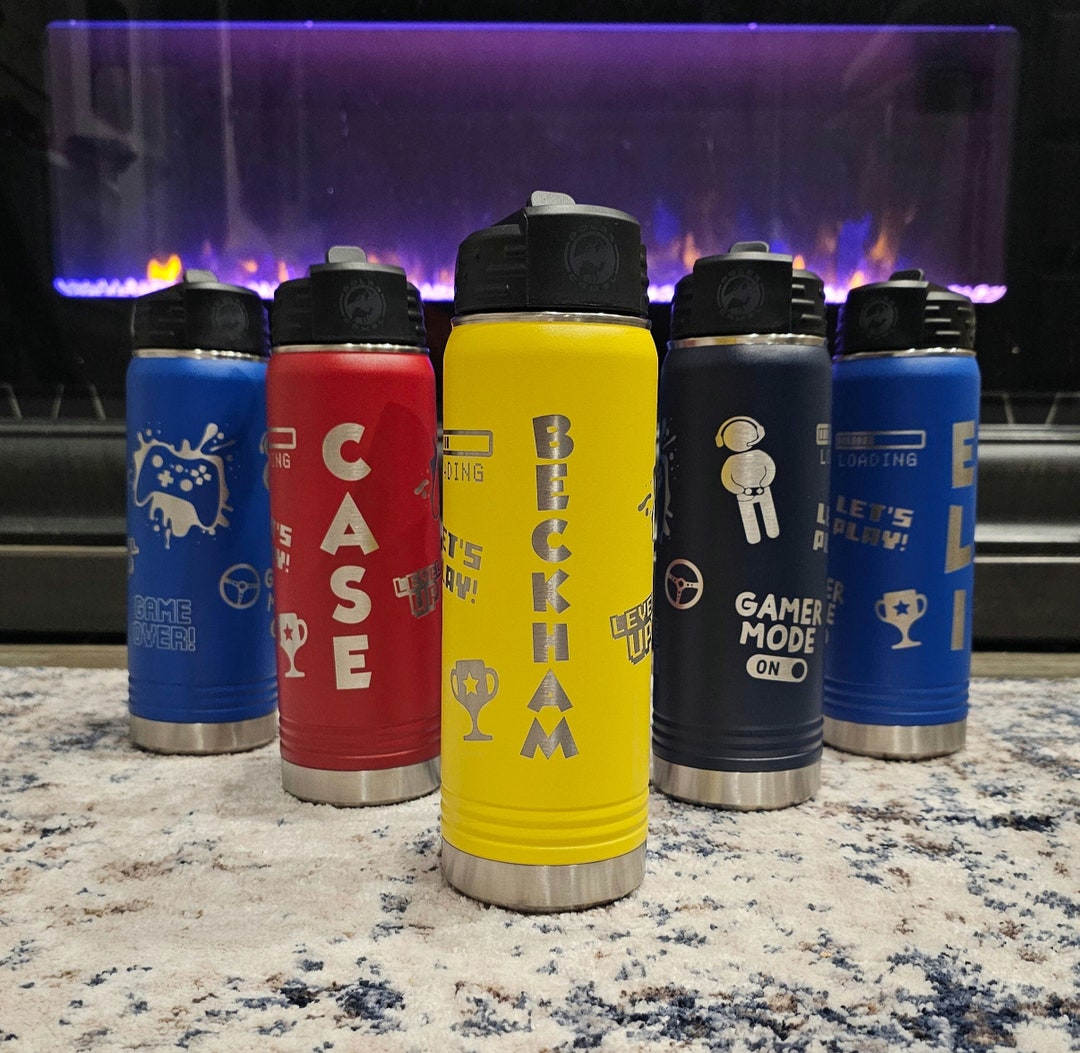 Gamer Water Bottle, Personalized, Stainless Steel, Custom Tumbler ...