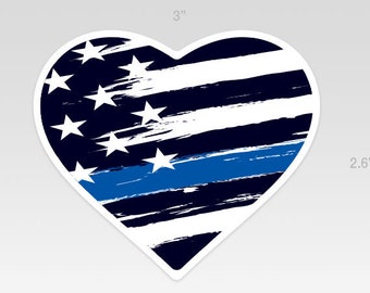 Blue Line Heart | Etsy