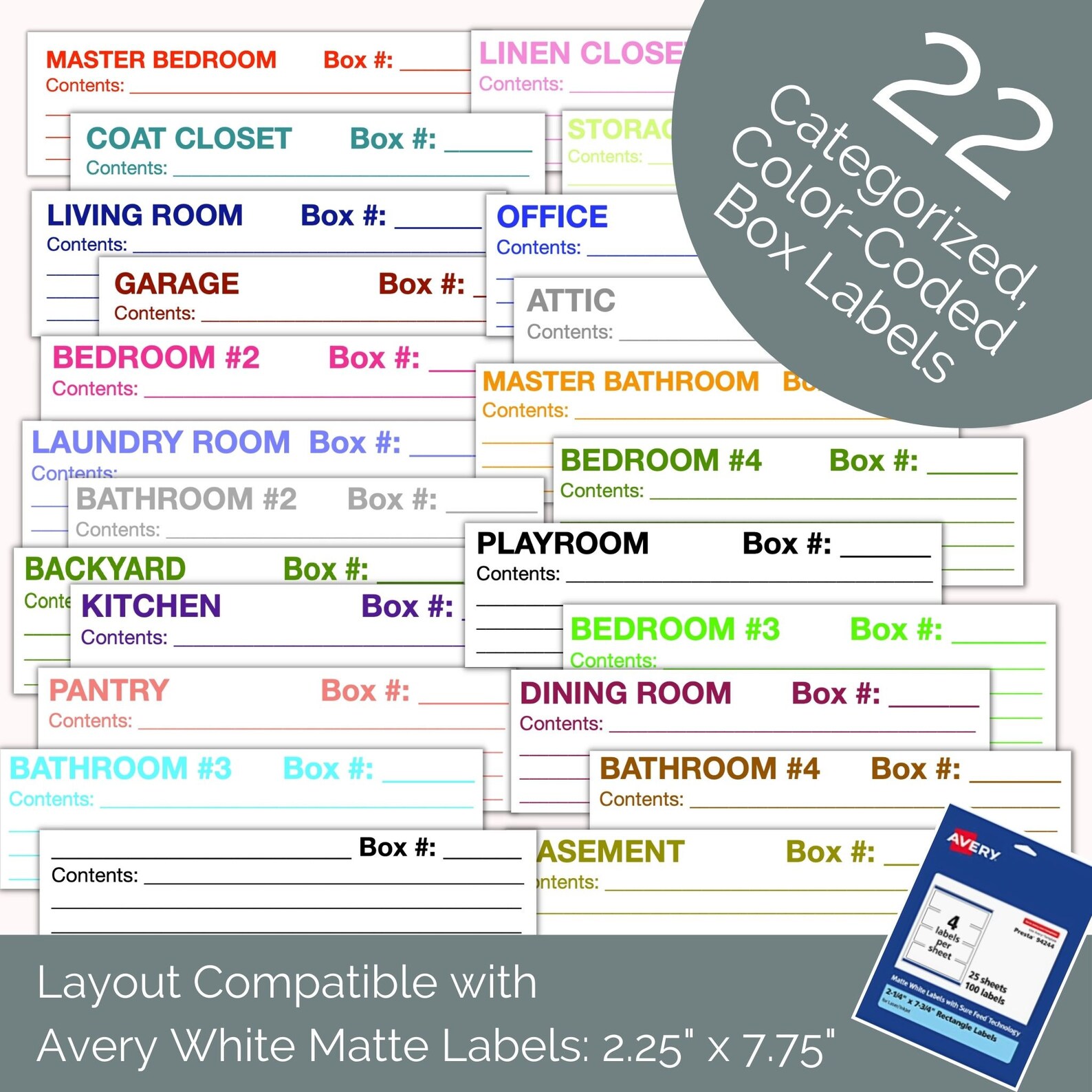 Moving Box Labels, Moving Labels, Box Labels, Box Inventory, Printable ...