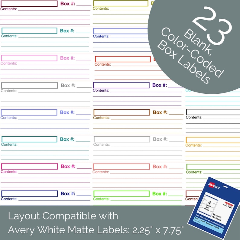 Moving Box Labels, Moving Labels, Box Labels, Box Inventory, Printable ...