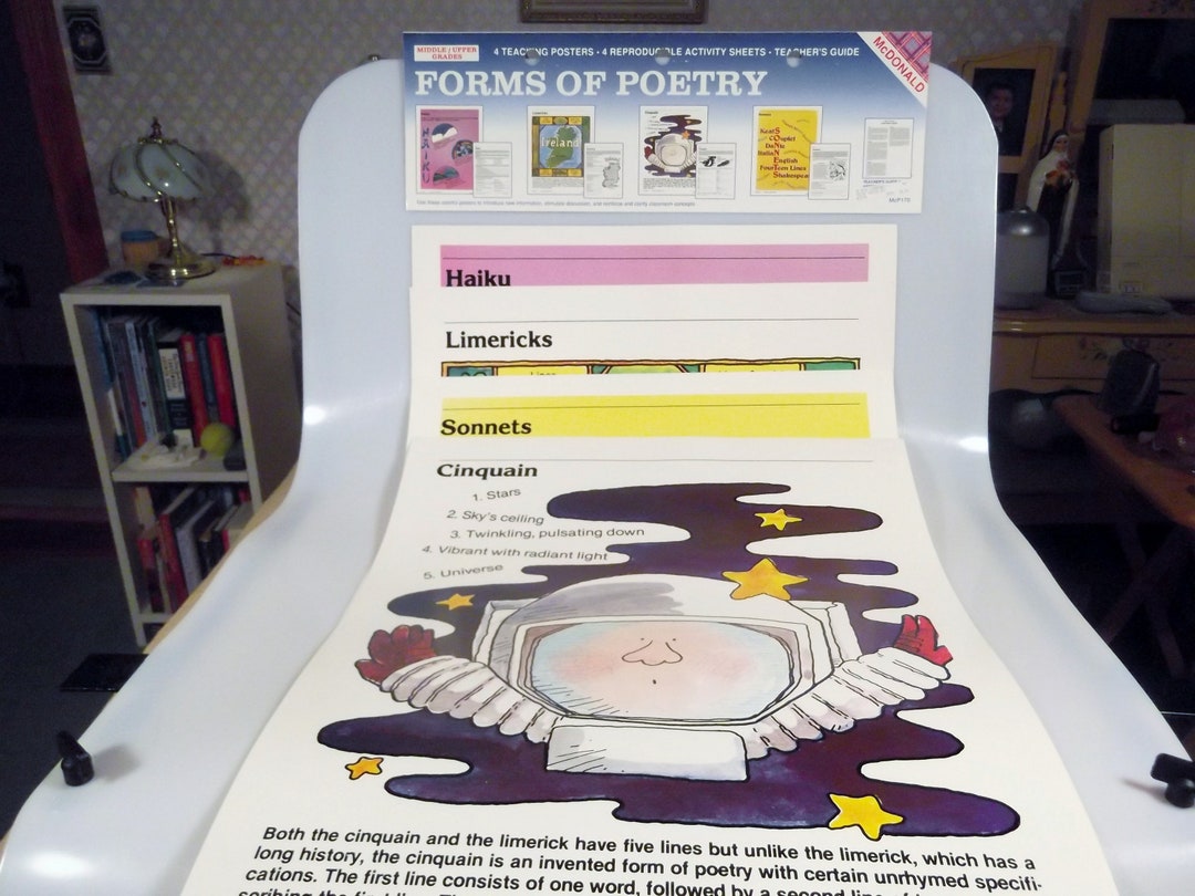 Vintage 4 Forms of Poetry Haiku Limerick Sonnet Cinquain Classroom ...