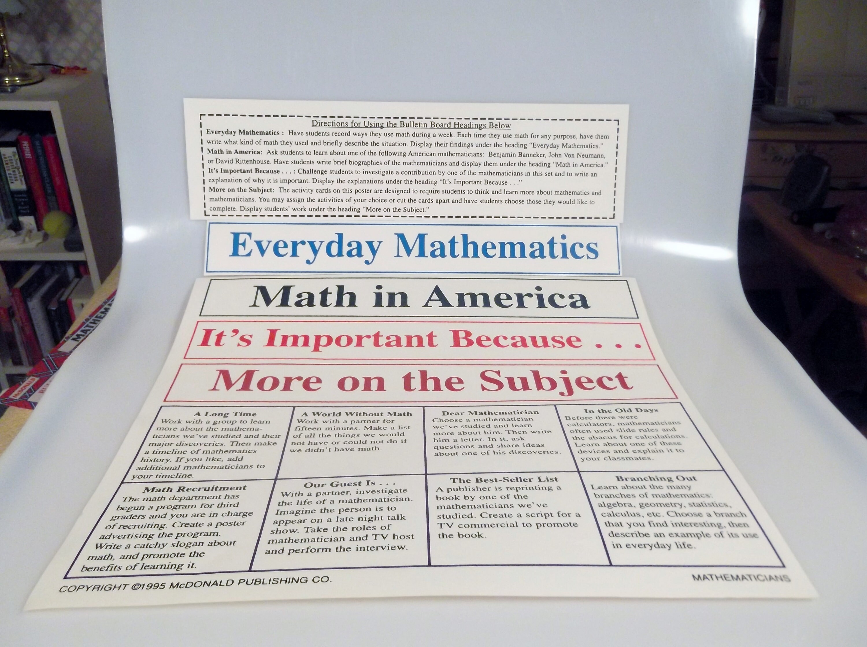 Vintage 1995 Mathematicians Set of 4 Teaching Posters Bulletin Board ...
