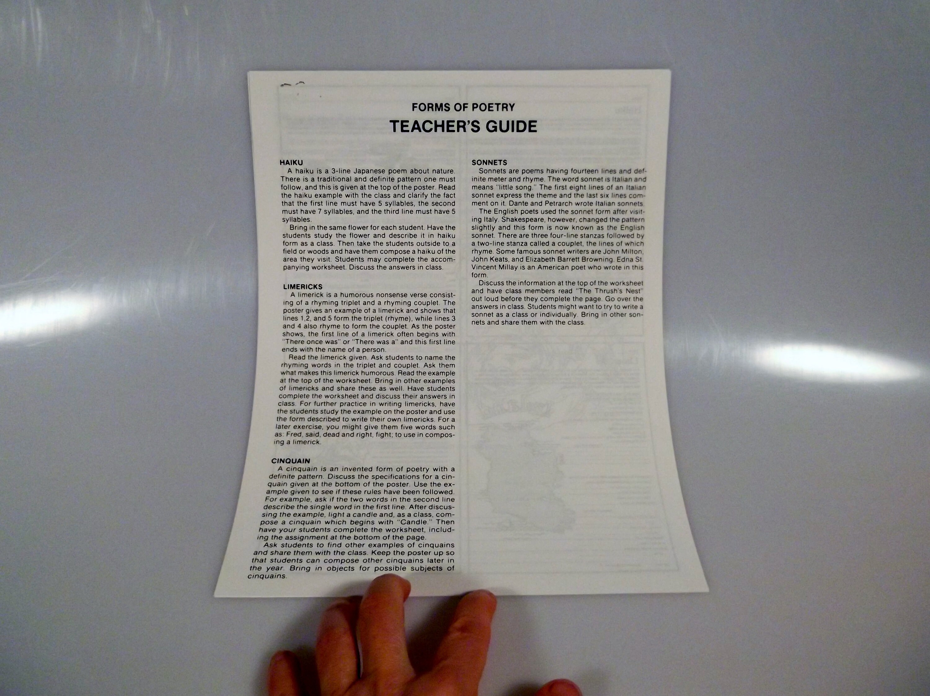 Vintage 4 Forms of Poetry Haiku Limerick Sonnet Cinquain - Etsy