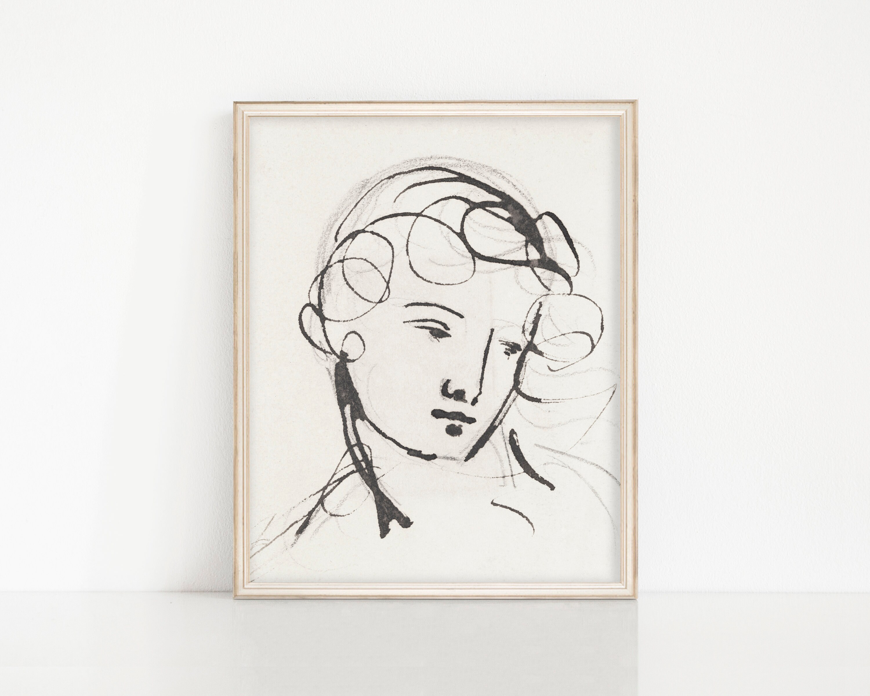 LINNEA • Portrait Art Print, Vintage Line Drawing, Vintage Art Sketch ...