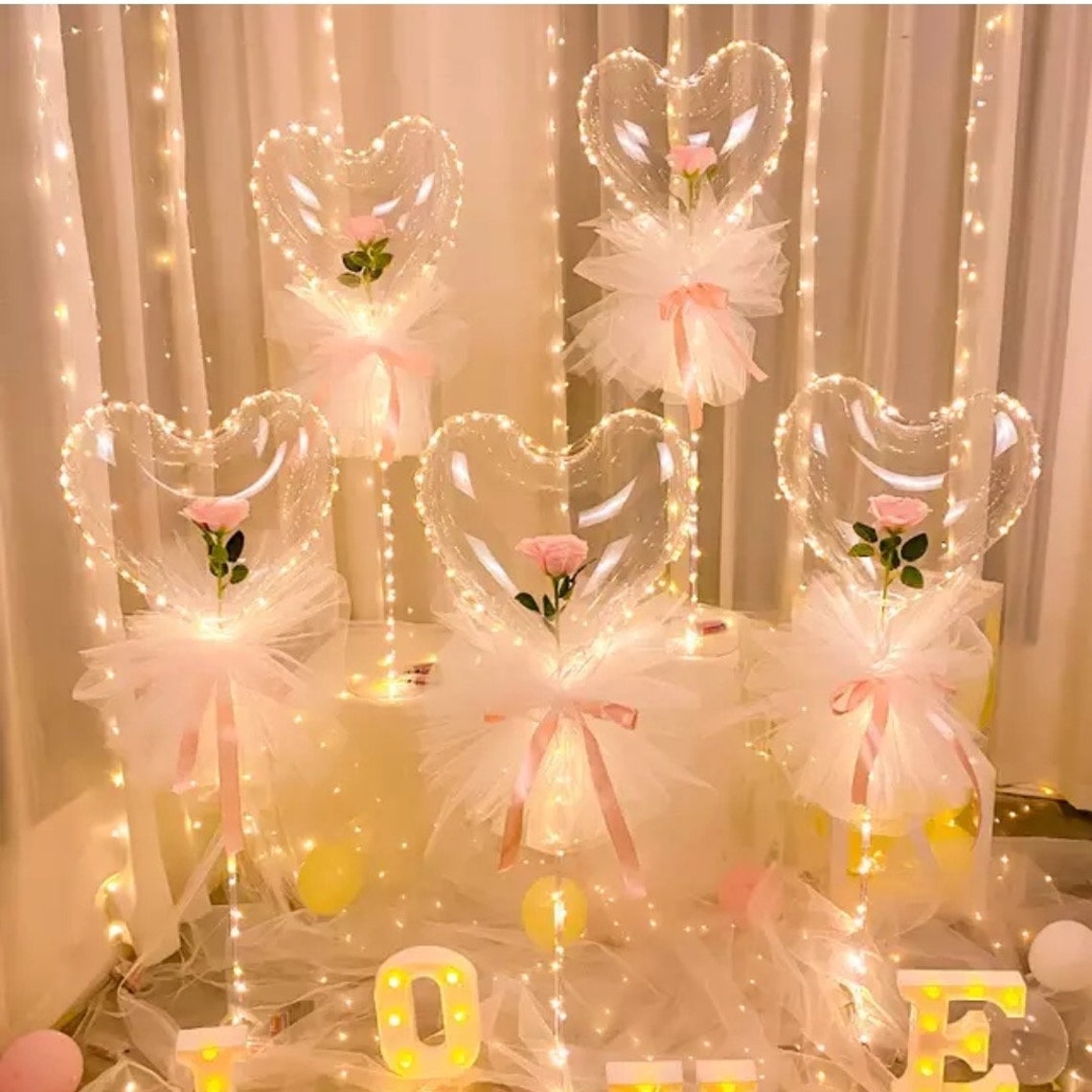 Led Light up Balloon Rose Bouquet - Etsy