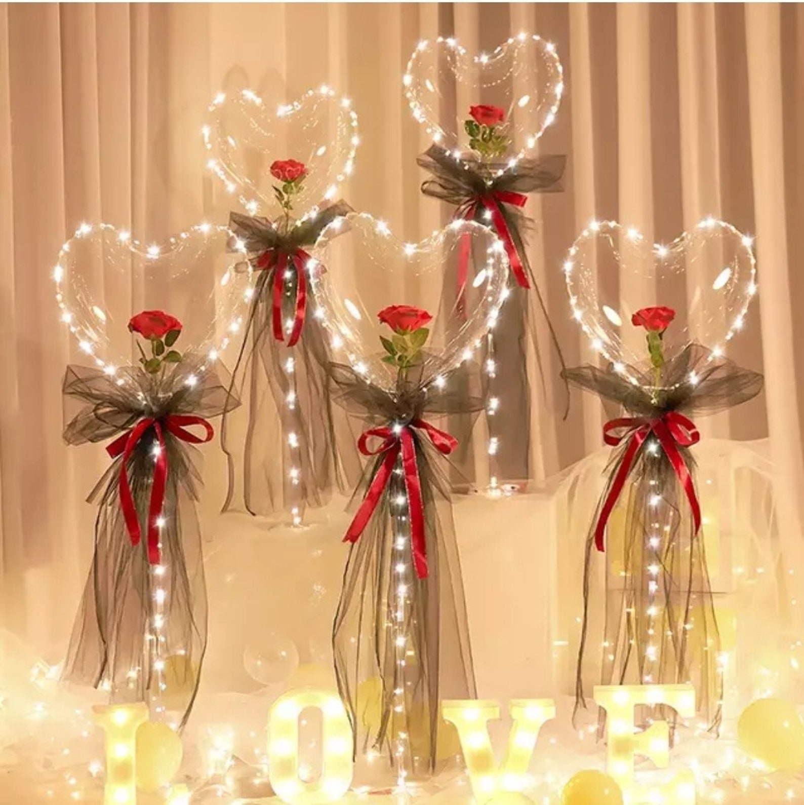 Led Light up Balloon Rose Bouquet - Etsy