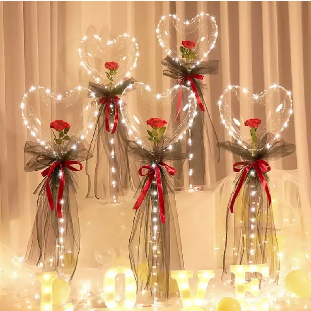 Led Light up Balloon Rose Bouquet - Etsy