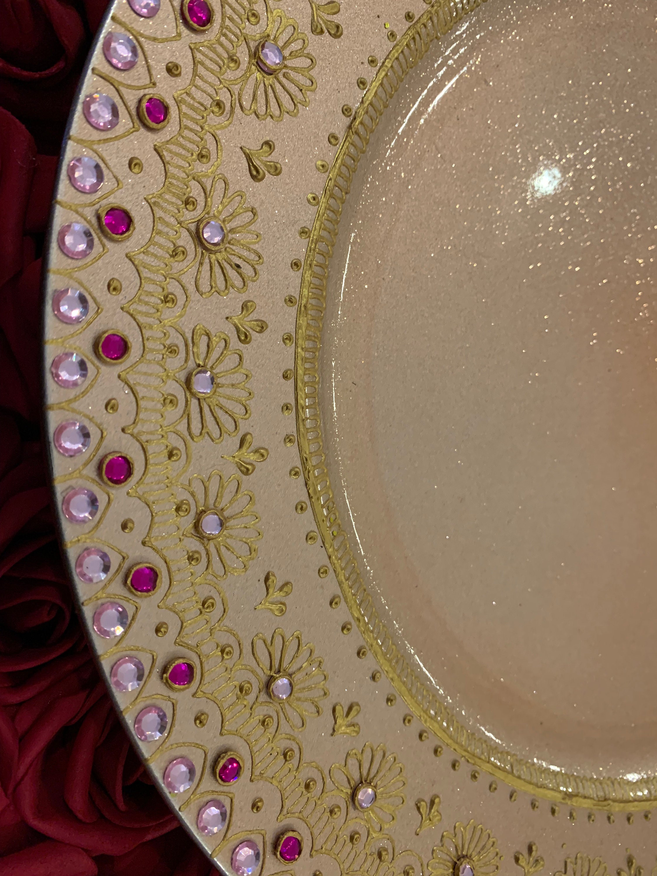Decorative Charger Plate/ Mendhi Plate/ Henna Thaal/ Handmade Henna ...