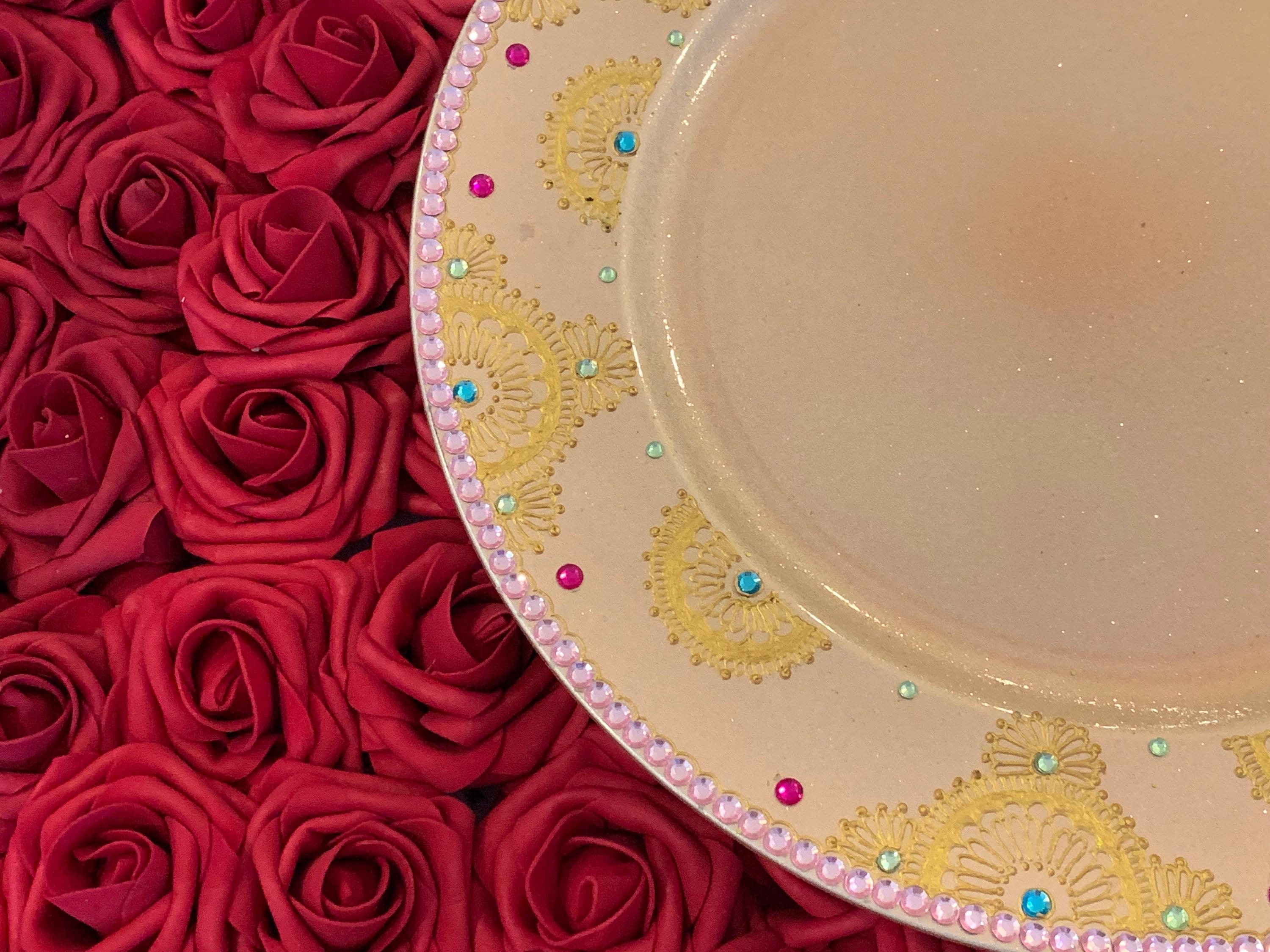 Decorative Charger Plate/ Mendhi Plate/ Henna Thaal/ Handmade Henna ...