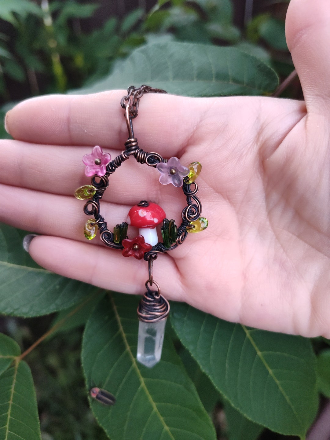 Fairycore Crystal Wreath Pendant/angel Aura Crystal Quartz Stone ...