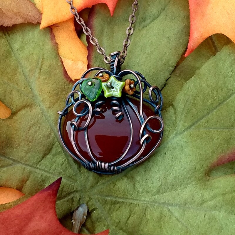 Wire Wrapped Pumpkin Pendant - Etsy