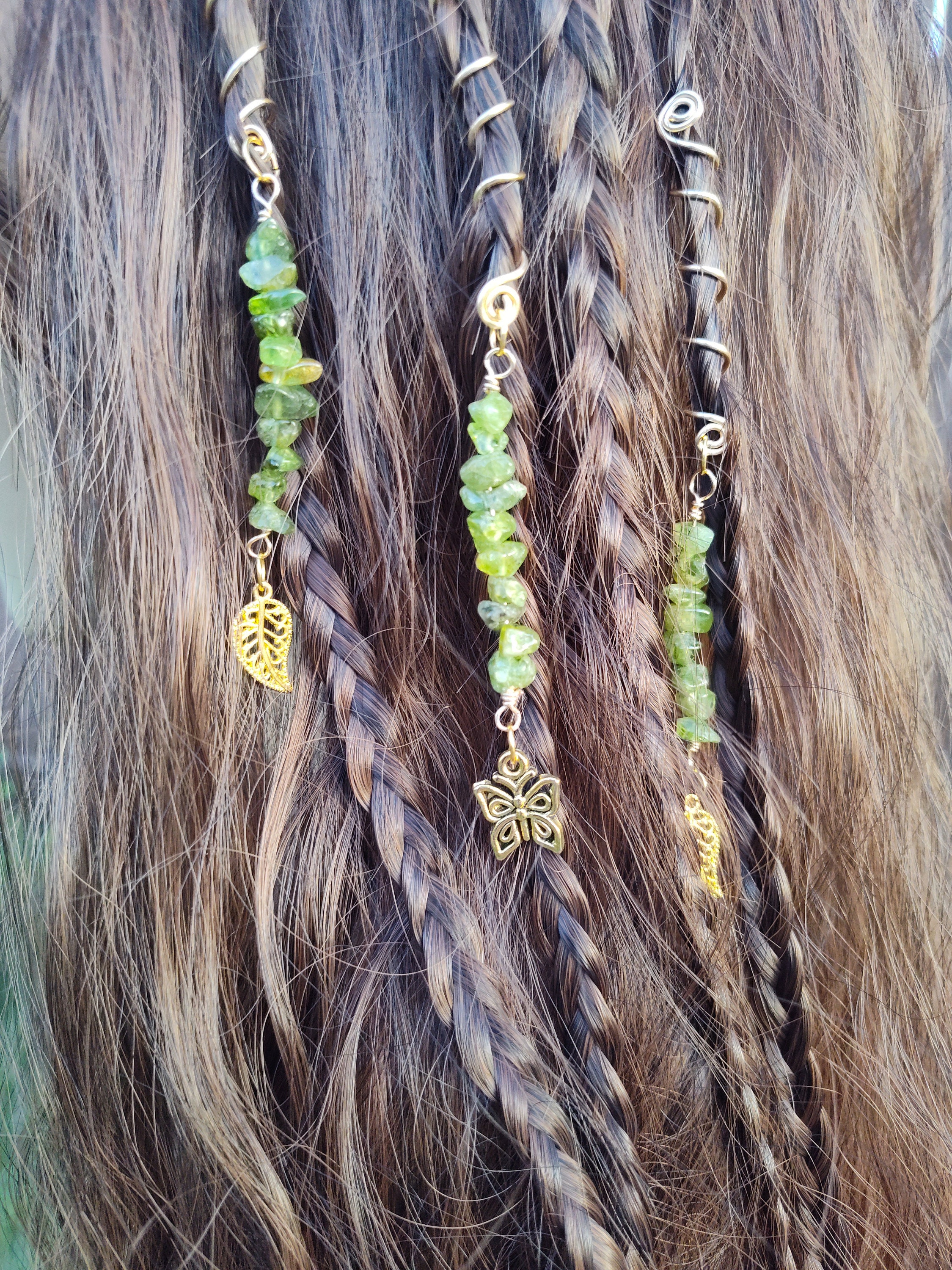 Crystal Gemstone Hair Twist/nature Leaf Hair Twist /hair Jewelry ...