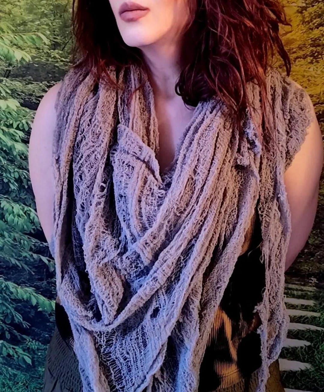 Hand Shredded Infinity Scarf, Fantasy Scarf, Unisex Shredded Burning ...