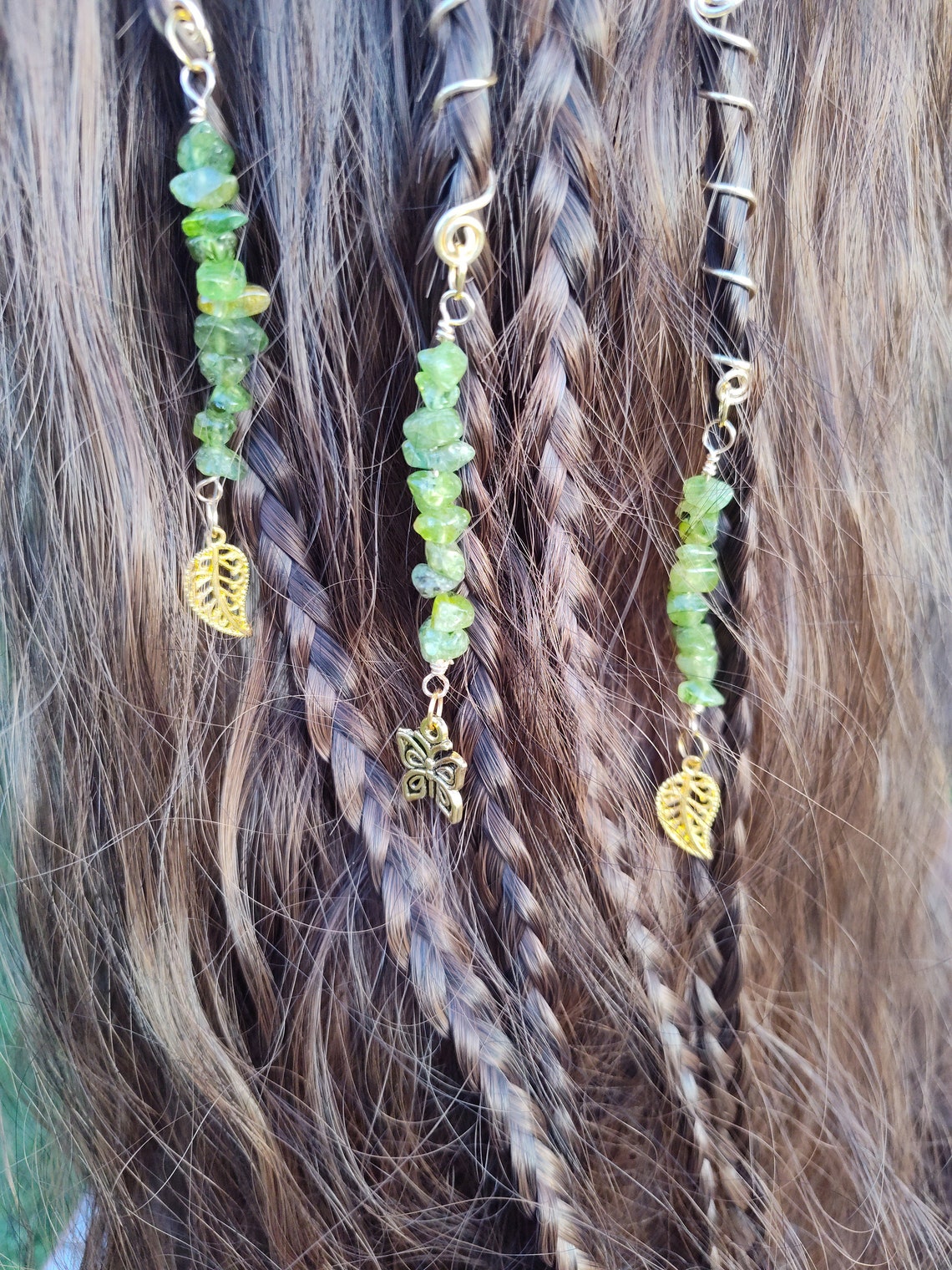 Crystal Gemstone Hair Twist/nature Leaf Hair Twist /hair Jewelry ...