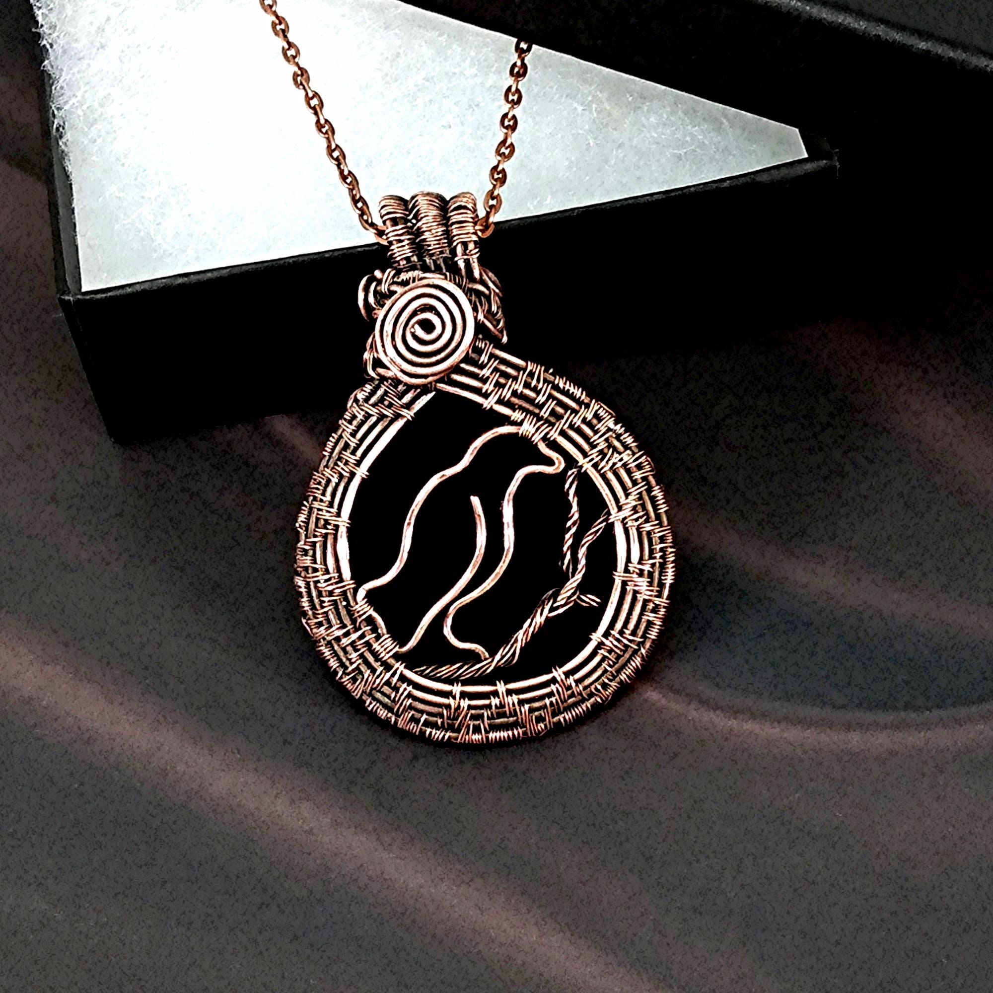 Black Onyx Wire Wrapped Crow/raven Pendant, Gothic Pendant, Protection ...