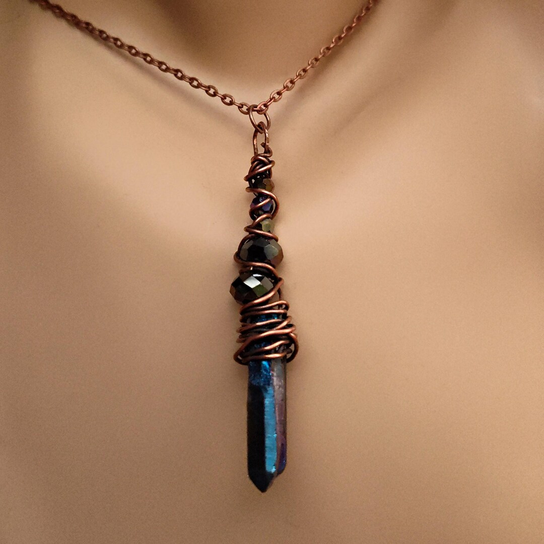 Wand Necklace, Pencil Point Raw Quartz Crystal Pendant, Crystal Wand ...