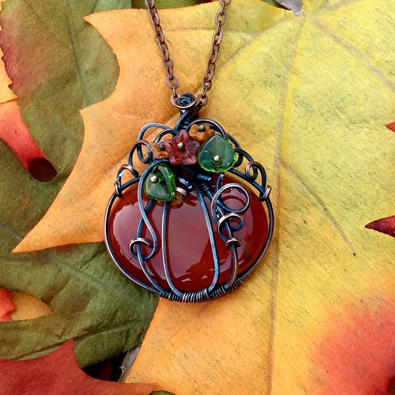 Wire Wrapped Pumpkin Pendant - Etsy