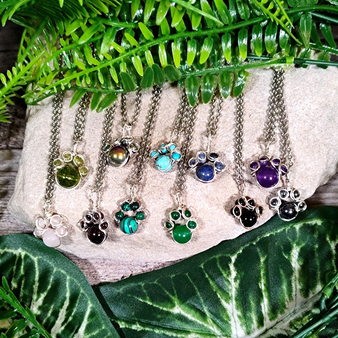 Paw Print Pendant Necklace, Wire Wrapped Paw Print Pendant, Handmade ...