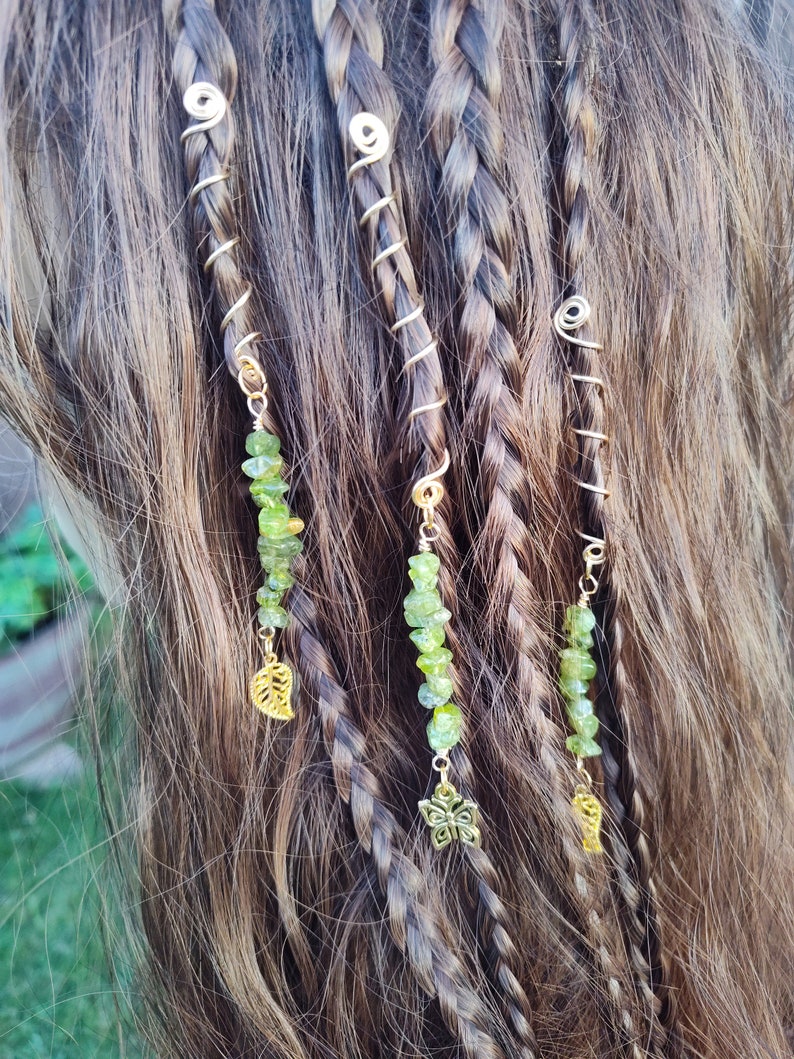 Crystal Gemstone Hair Twist/nature Leaf Hair Twist /hair Jewelry ...