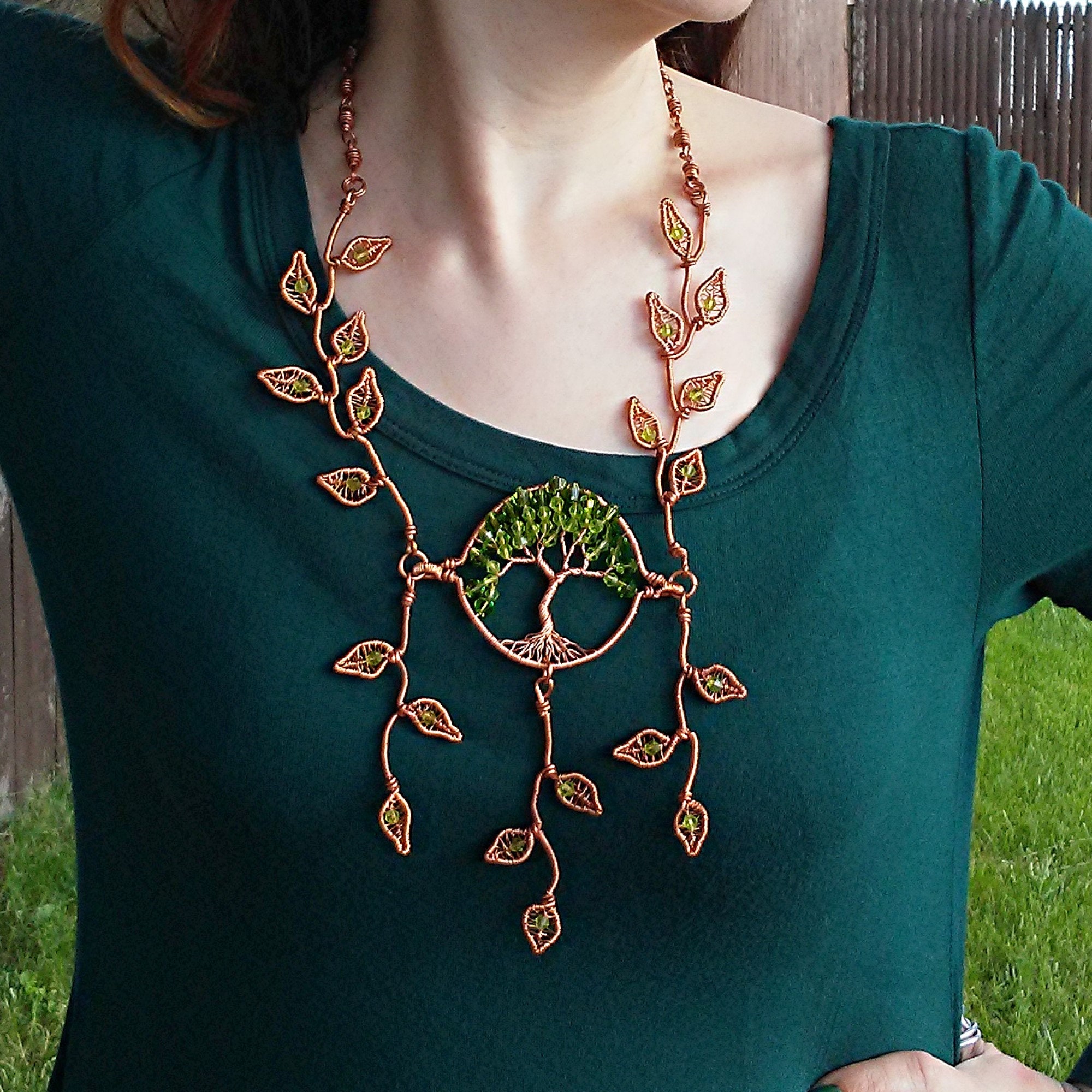 Wire Wrapped Tree of Life / Copper Wire Tree of Life / Green Celestial ...