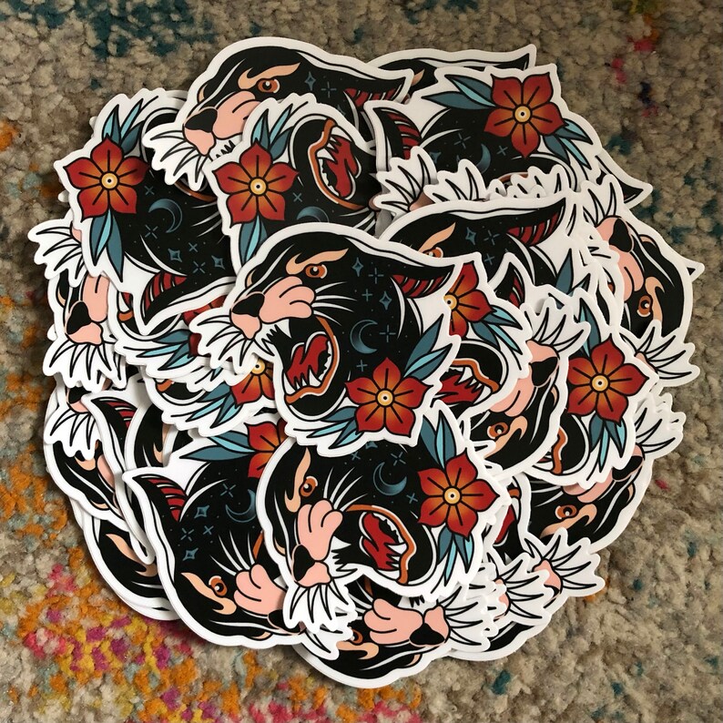 Traditional Tattoo Style Panther Head Sticker 3-inch Diecut - Etsy