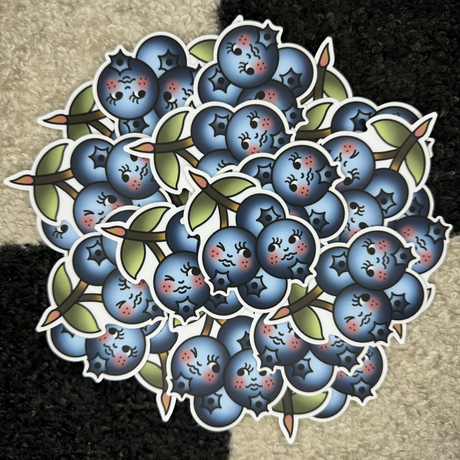 Blueberry Faces Sticker | Traditional Tattoo Inspired | 3 Inch Custom ...