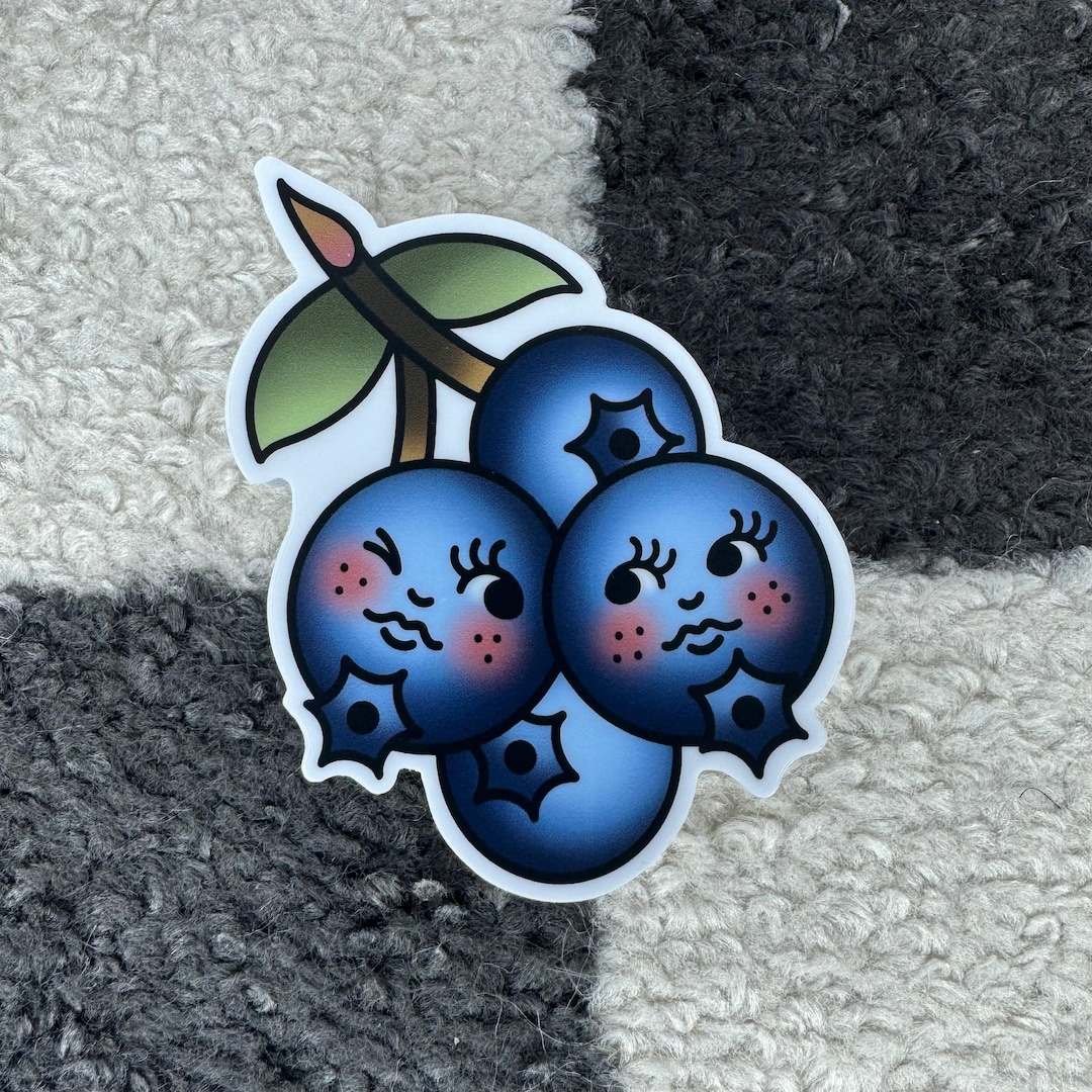 Blueberry Faces Sticker | Traditional Tattoo Inspired | 3 Inch Custom ...
