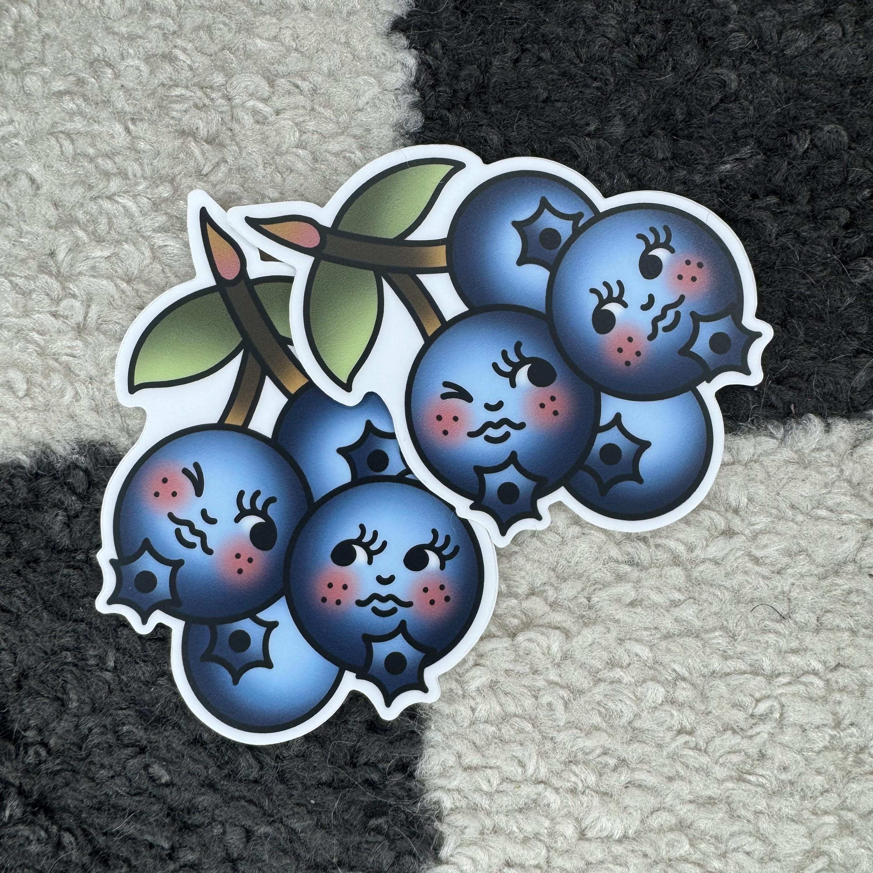Blueberry Faces Sticker | Traditional Tattoo Inspired | 3 Inch Custom ...