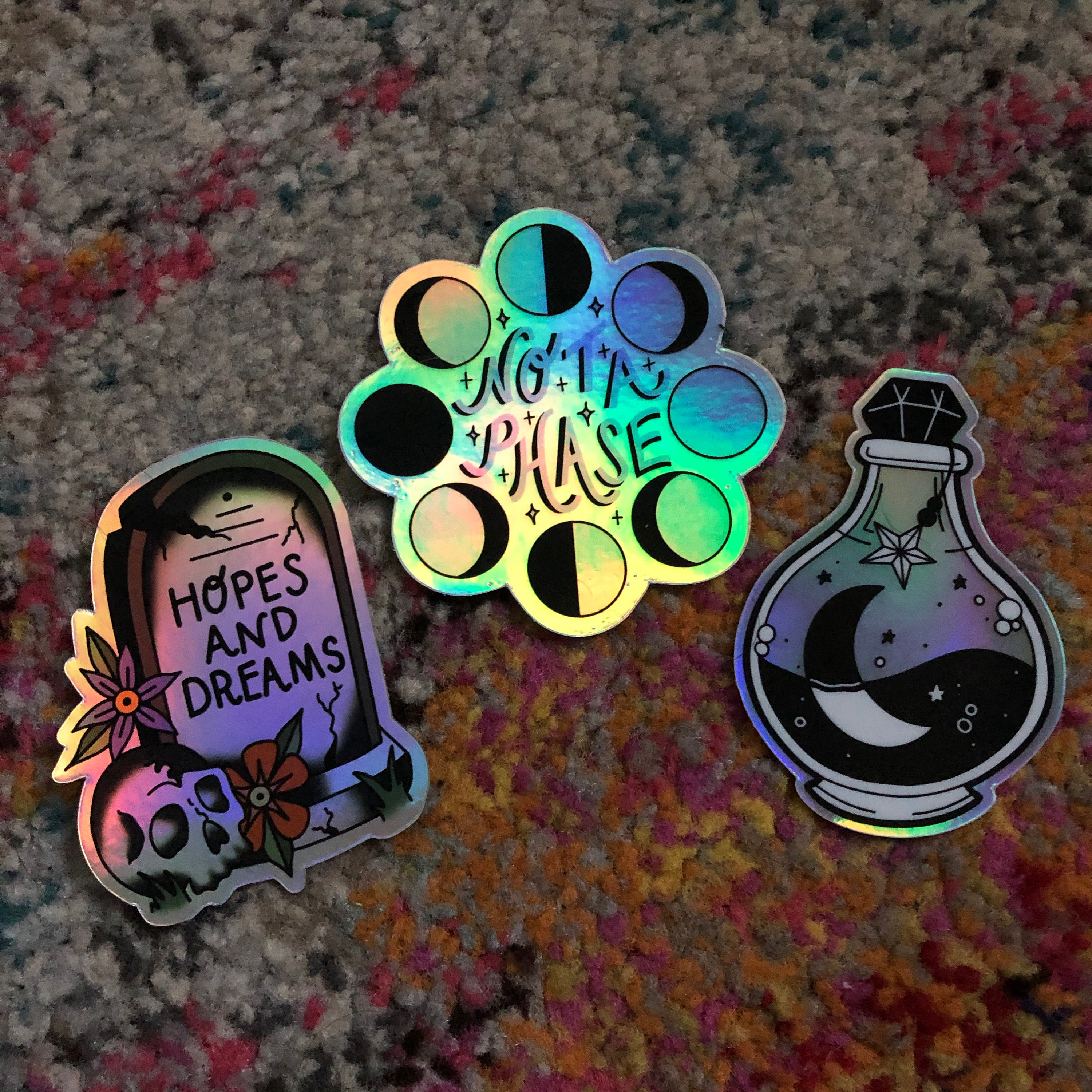 Stickers Paper & Party Supplies Holographic Moon Potion Bottle Sticker ...