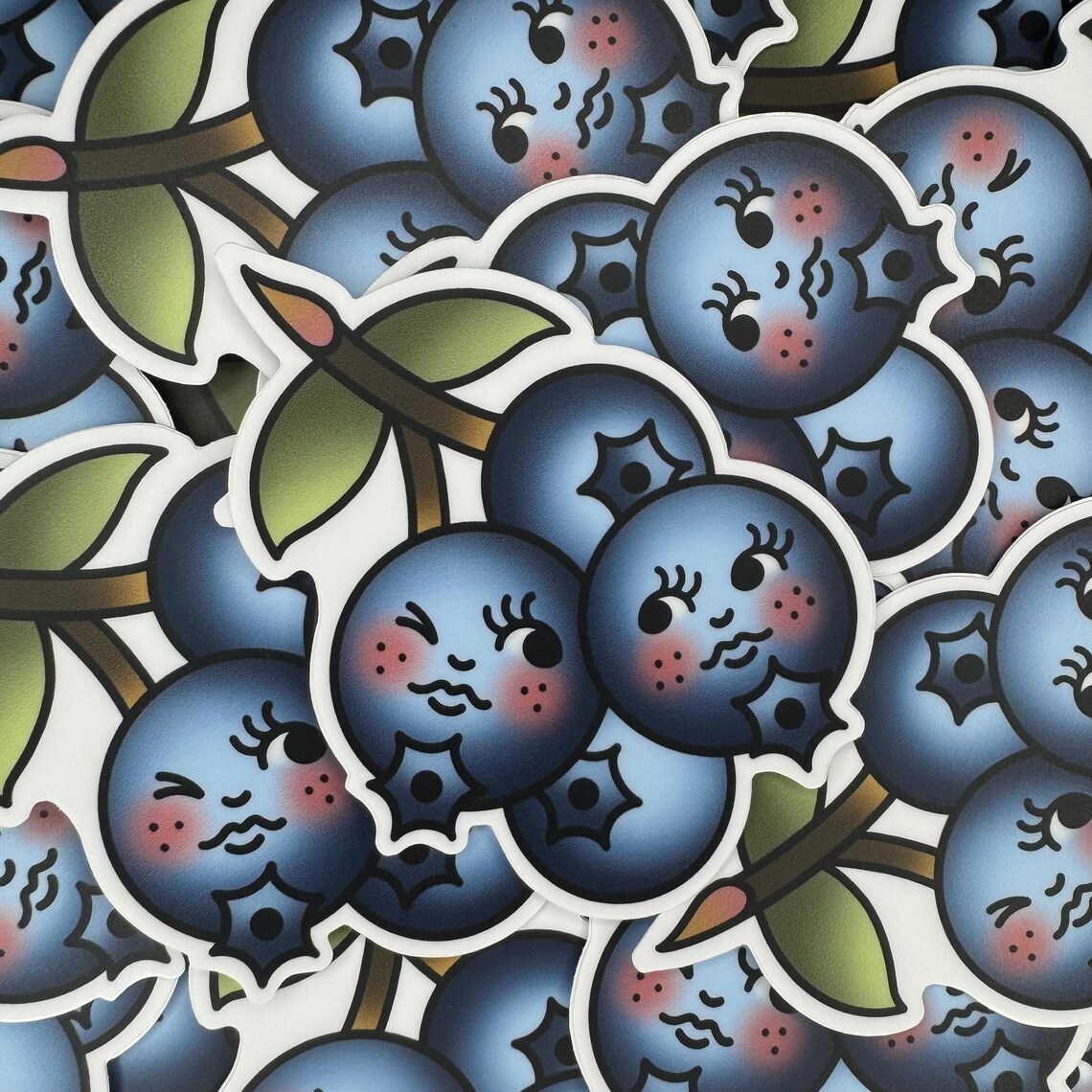 Blueberry Faces Sticker | Traditional Tattoo Inspired | 3 Inch Custom ...