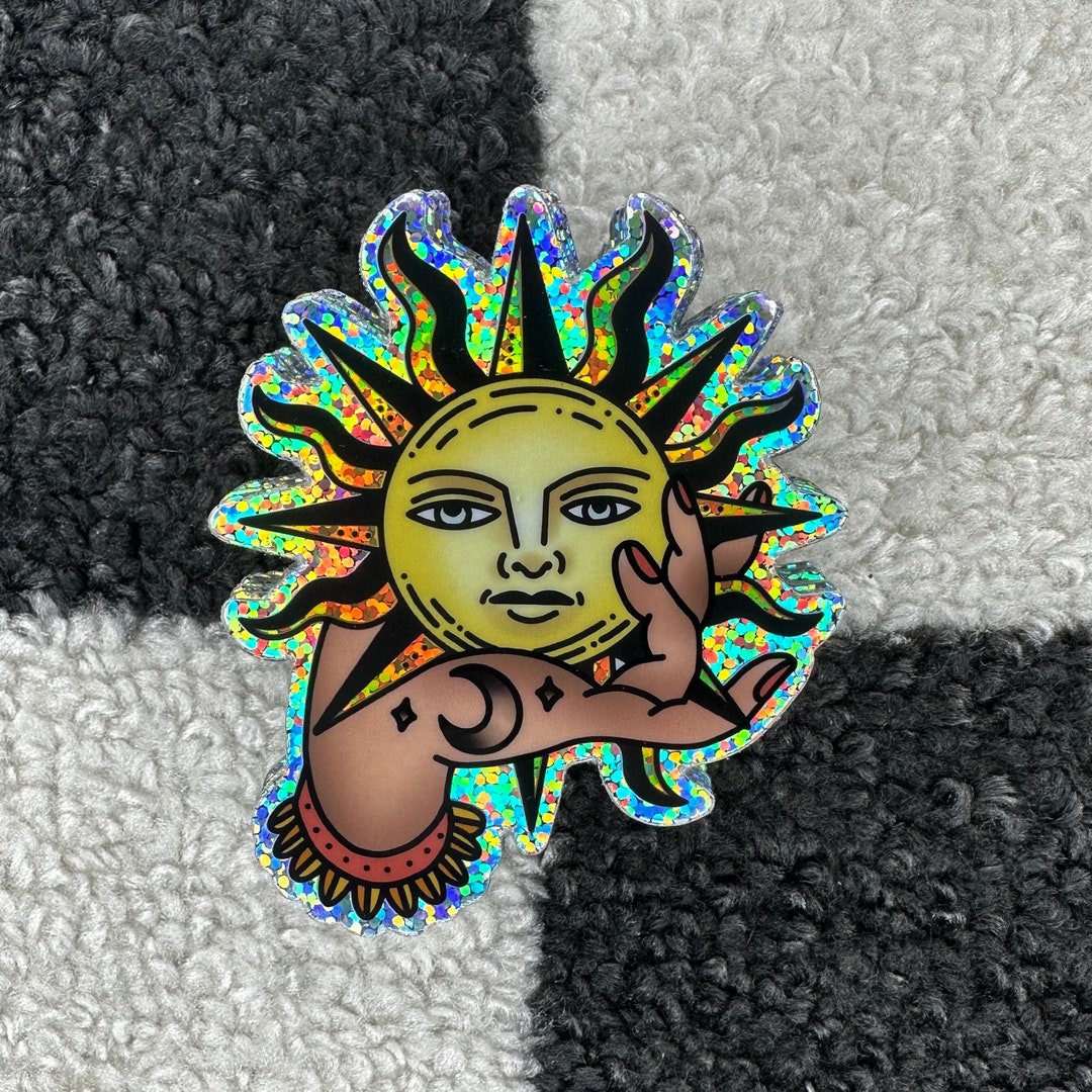 Sun Lady Glitter Sticker | Traditional Tattoo Inspired Style | High ...