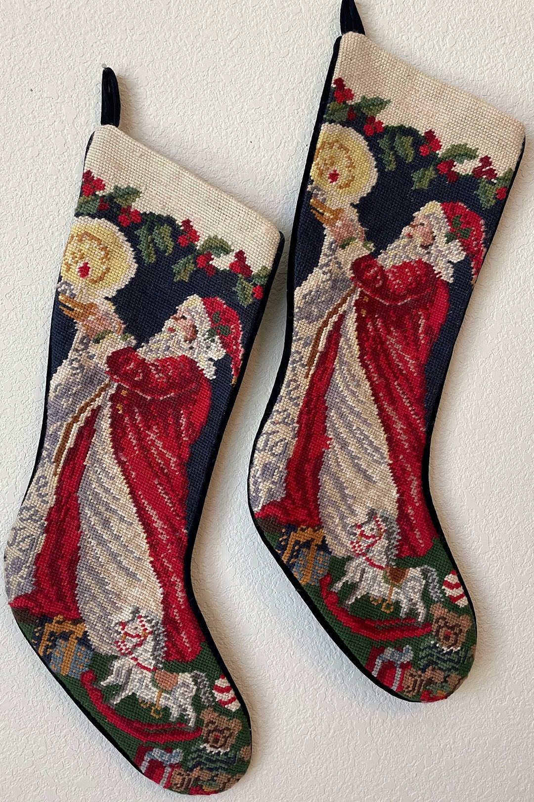 Vintage Santa Claus Stocking Set - Etsy