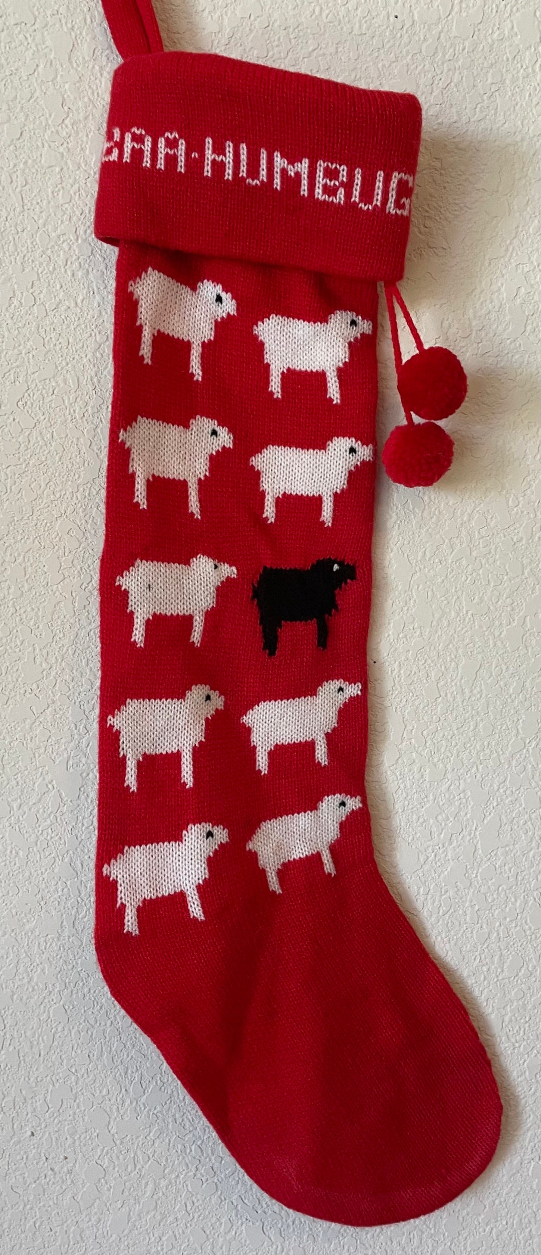 Vintage Black Sheep Knit Christmas Stocking - Etsy