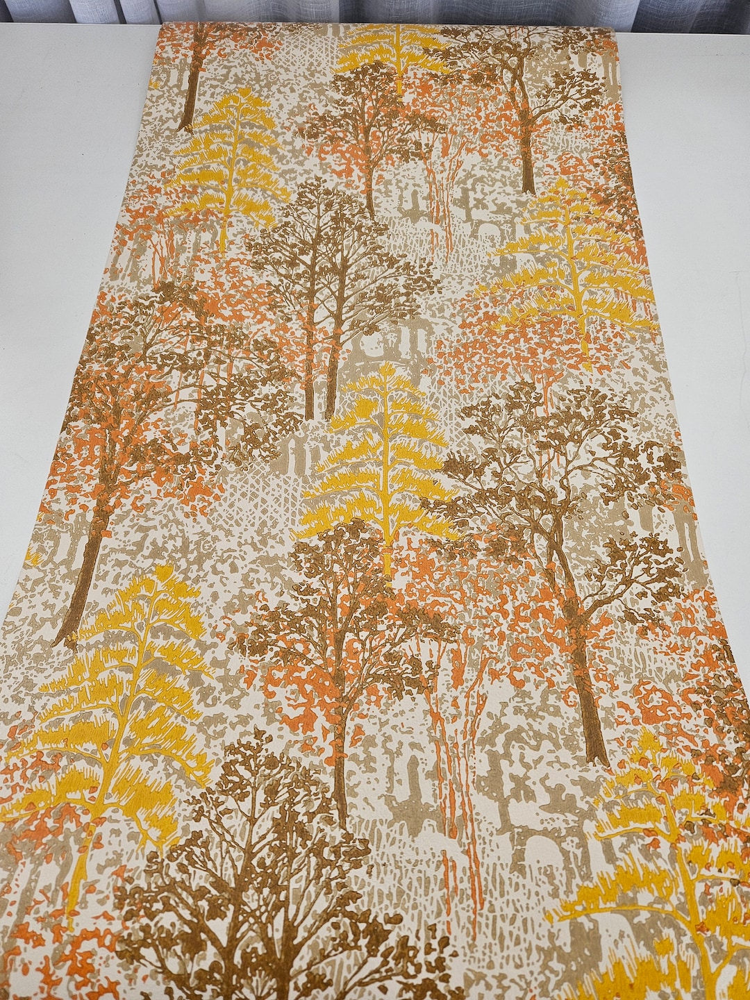 1960s Autumn Trees Design Vintage Wallpaper. - Etsy